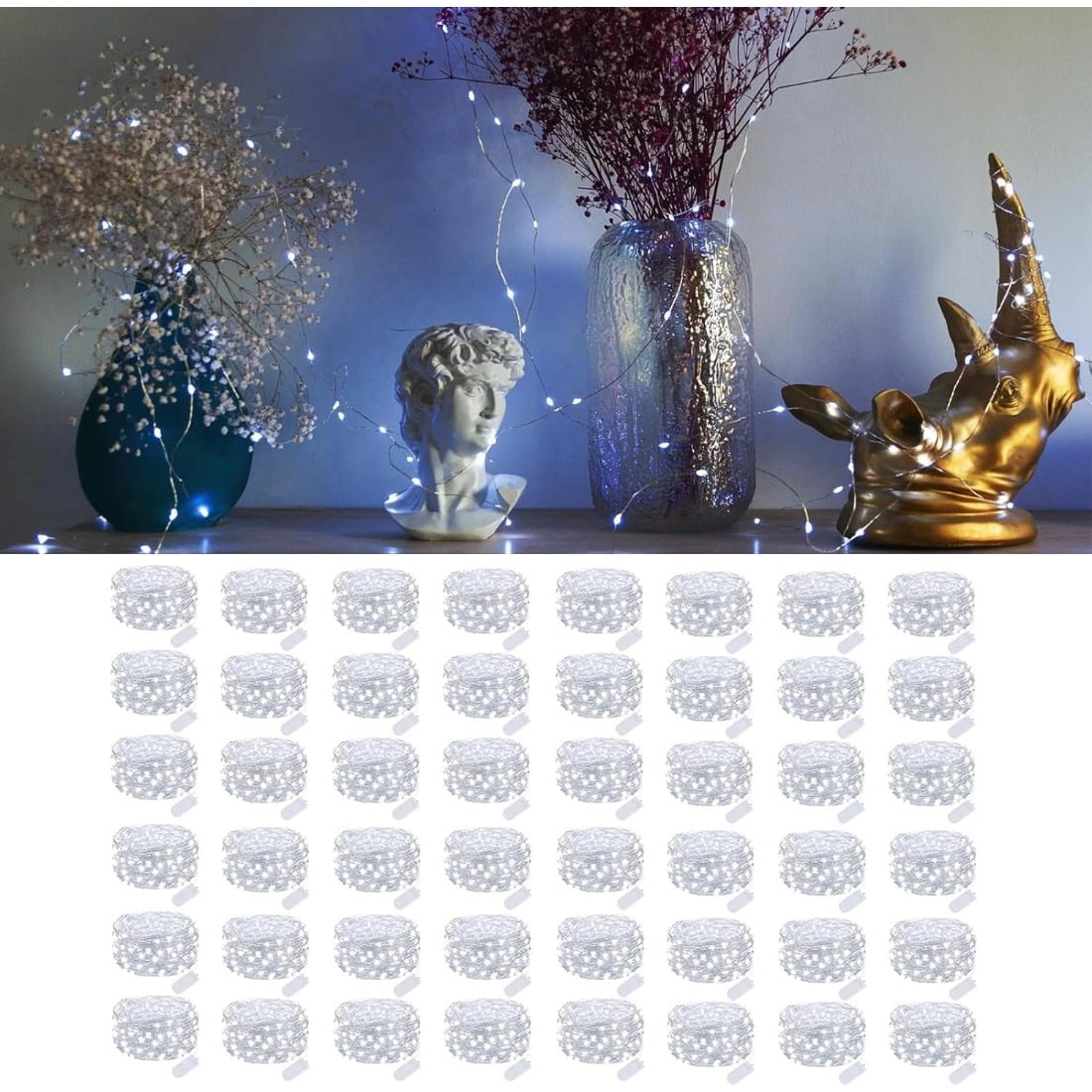 Tingzi Fairy Lights Battery Operated with Timer, Waterproof 16FT 50 LED String Lights Outdoor ...