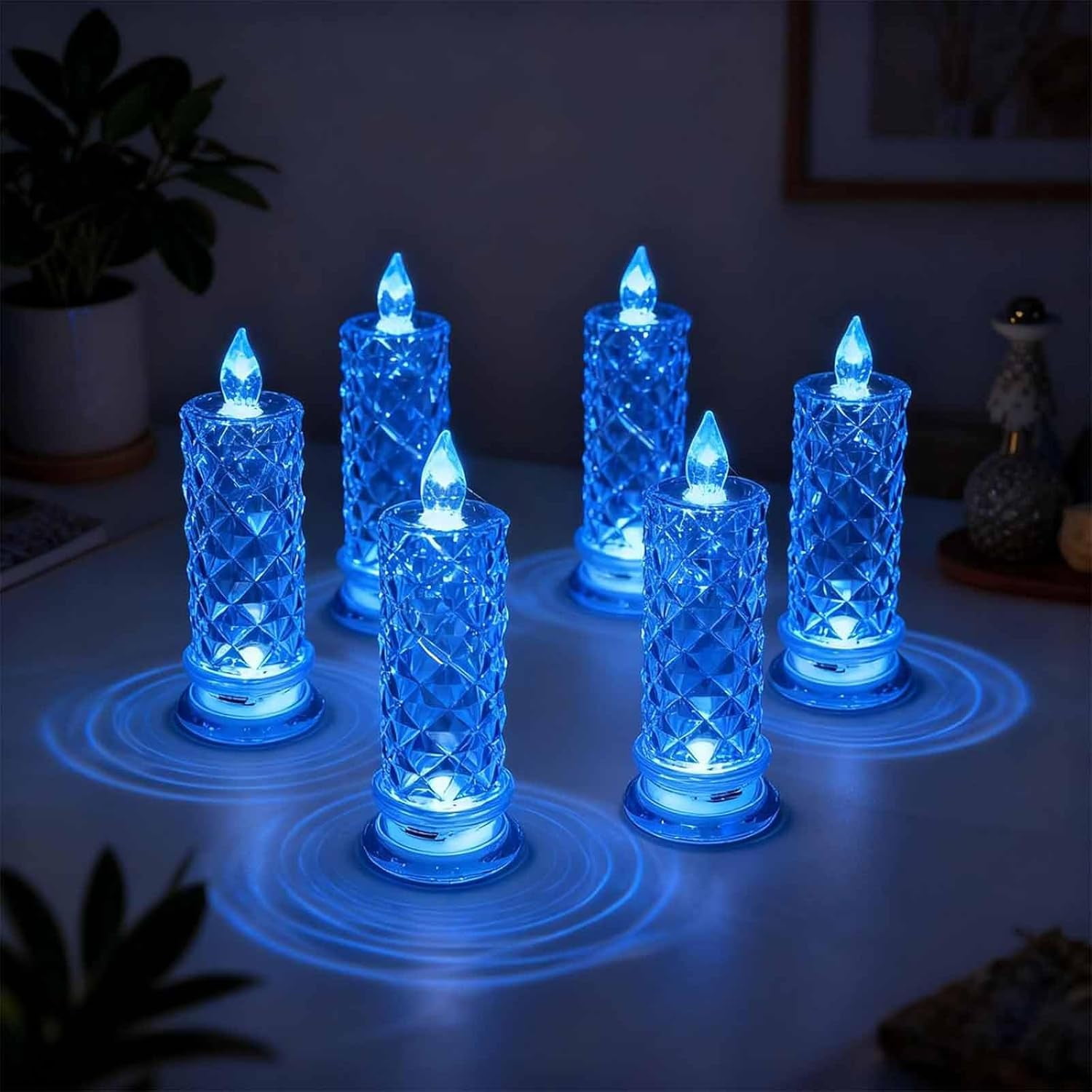 Tingzi LED Crystal Candle Lights, Rose Shadow LED Flameless Candles ...