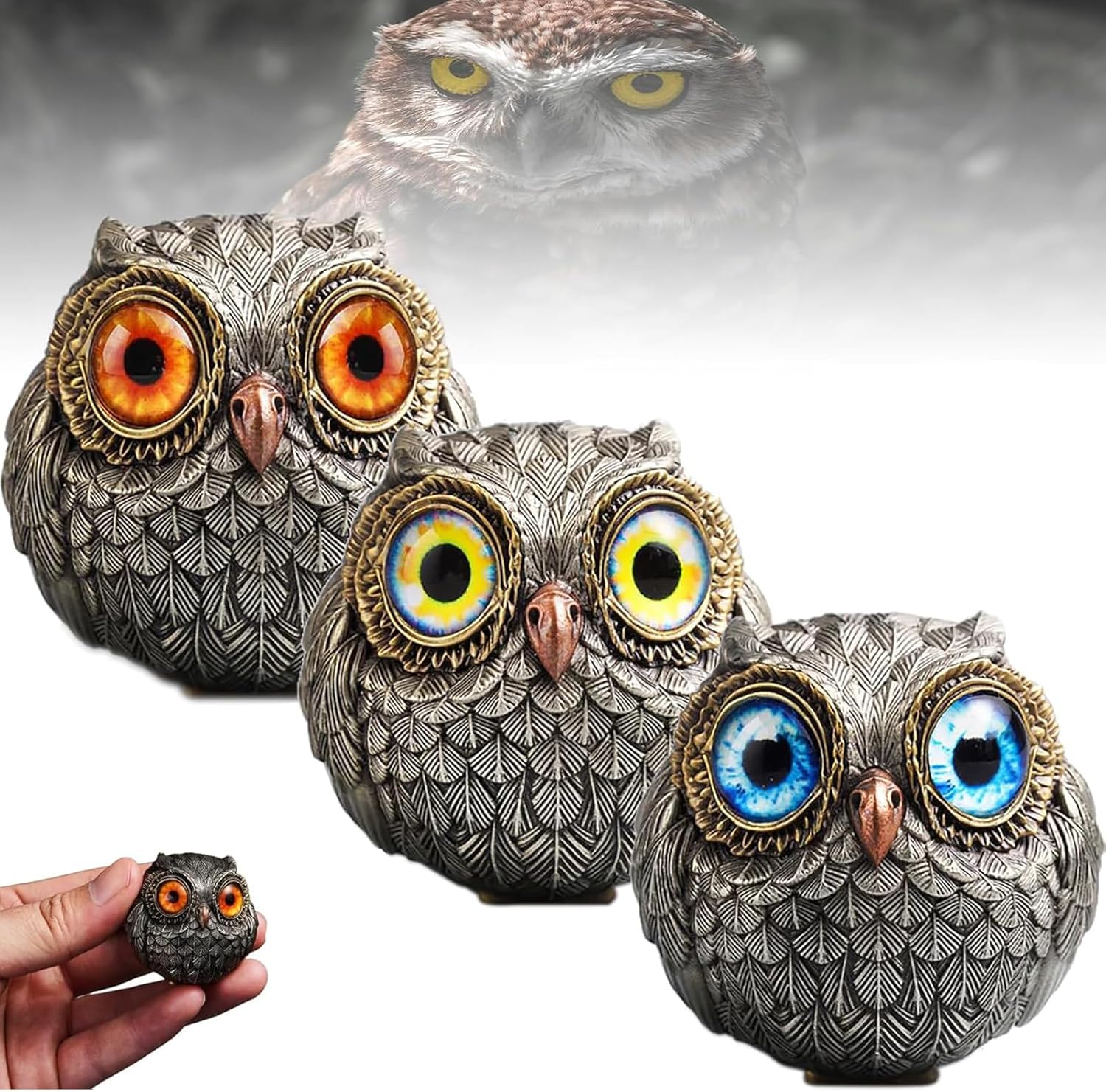 Tingzi Lucky Owl Guardian,Owl Statues Home Decor,Mini Owl Statue,Mini ...