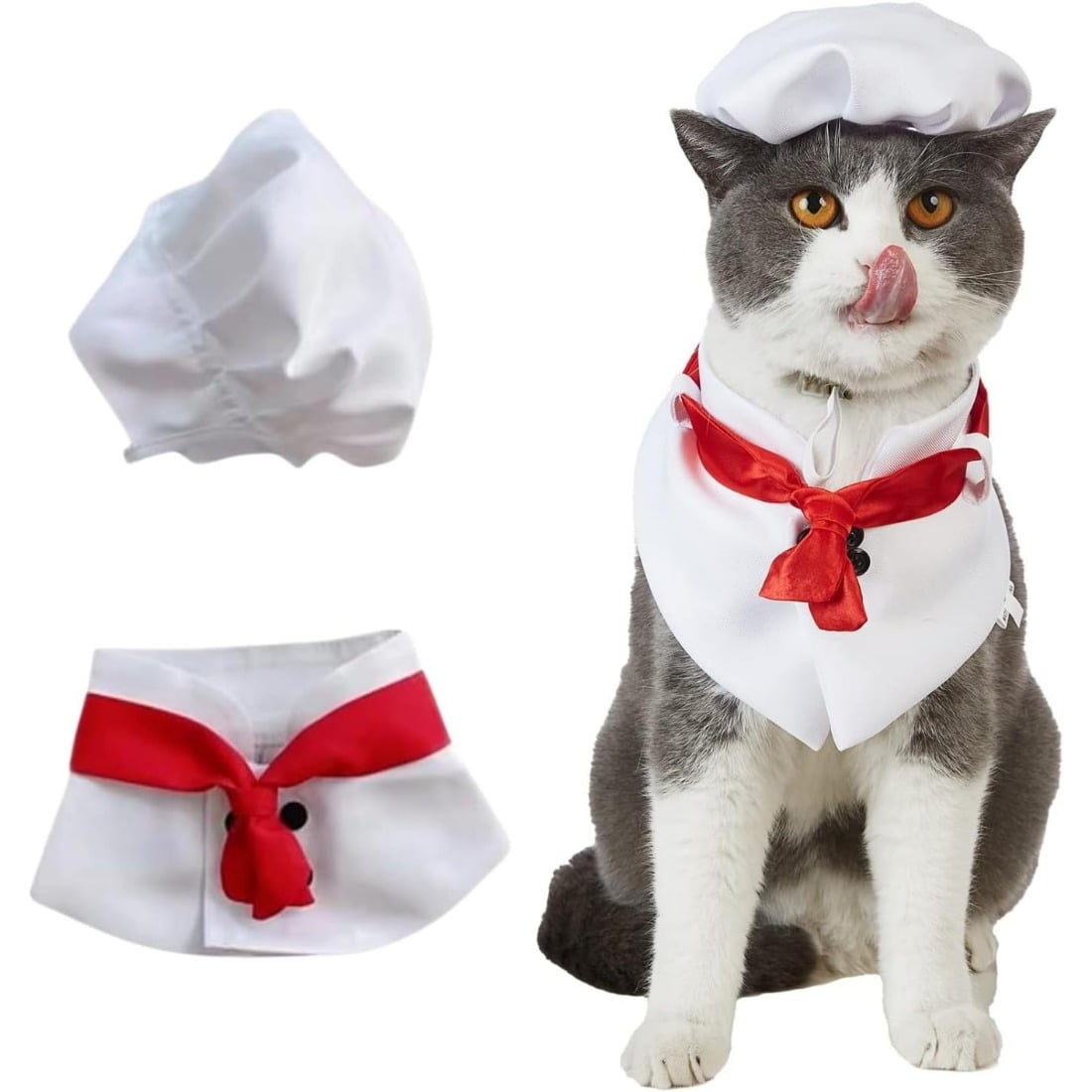 Tingzi Pet Chef Hat - Adjustable Cooking Chef Cap Cloak Shirt Costume ...