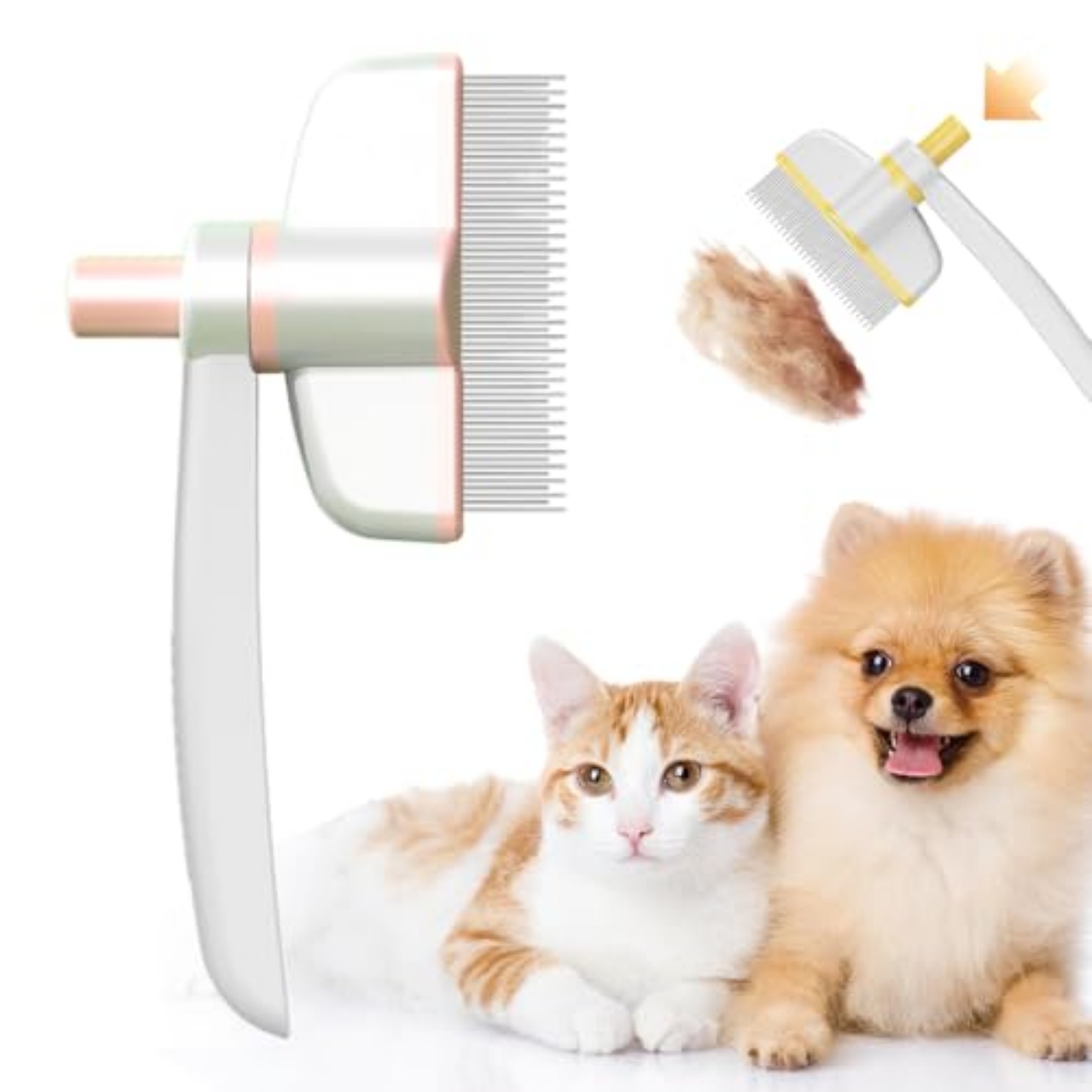 Tingzi Pet Hair Removal Comb Flea Comb, Self Cleaning Cat Brushes for ...