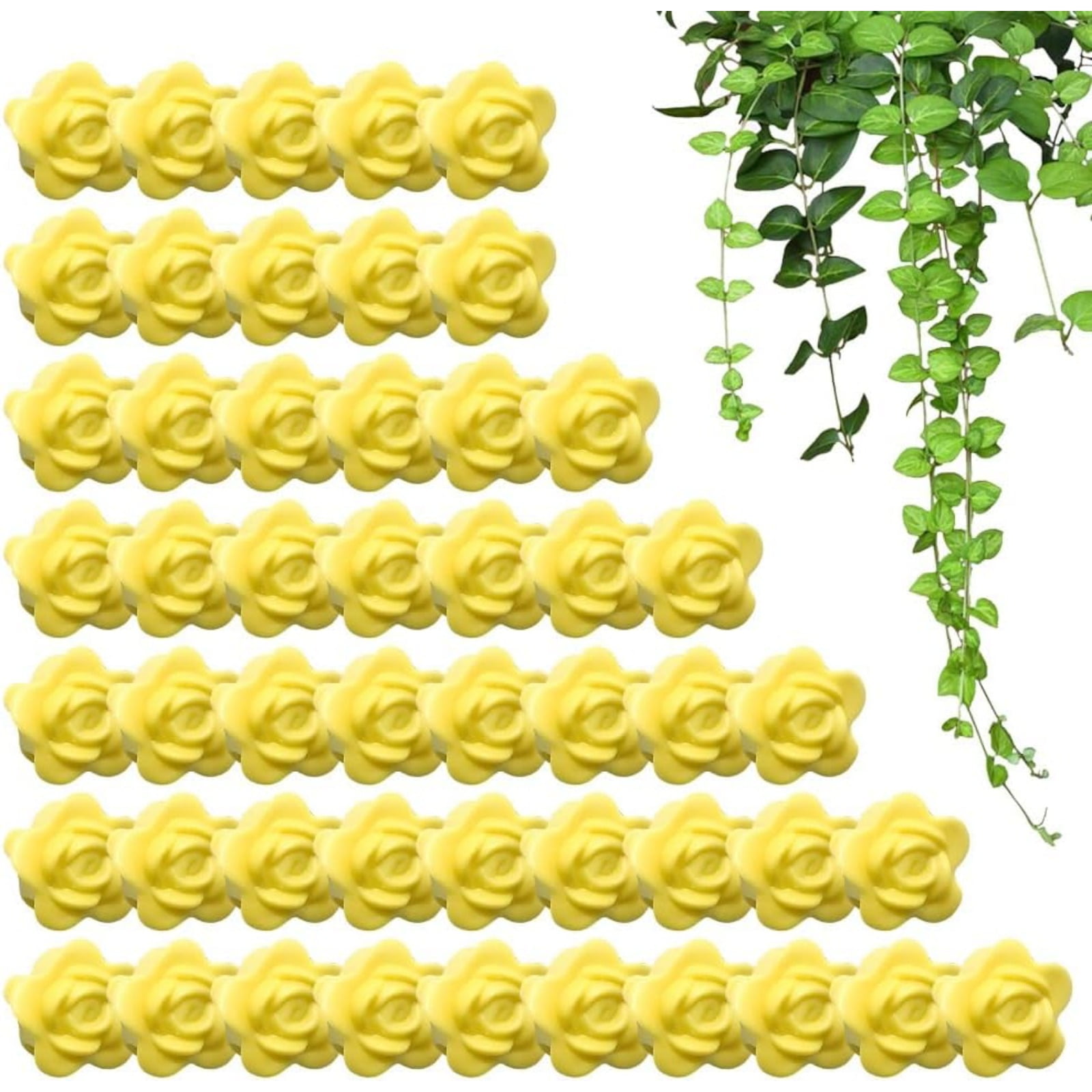 Tingzi Plant Climbing Wall Fixture Clips, 50 Yellow Flower-Shaped Hooks ...