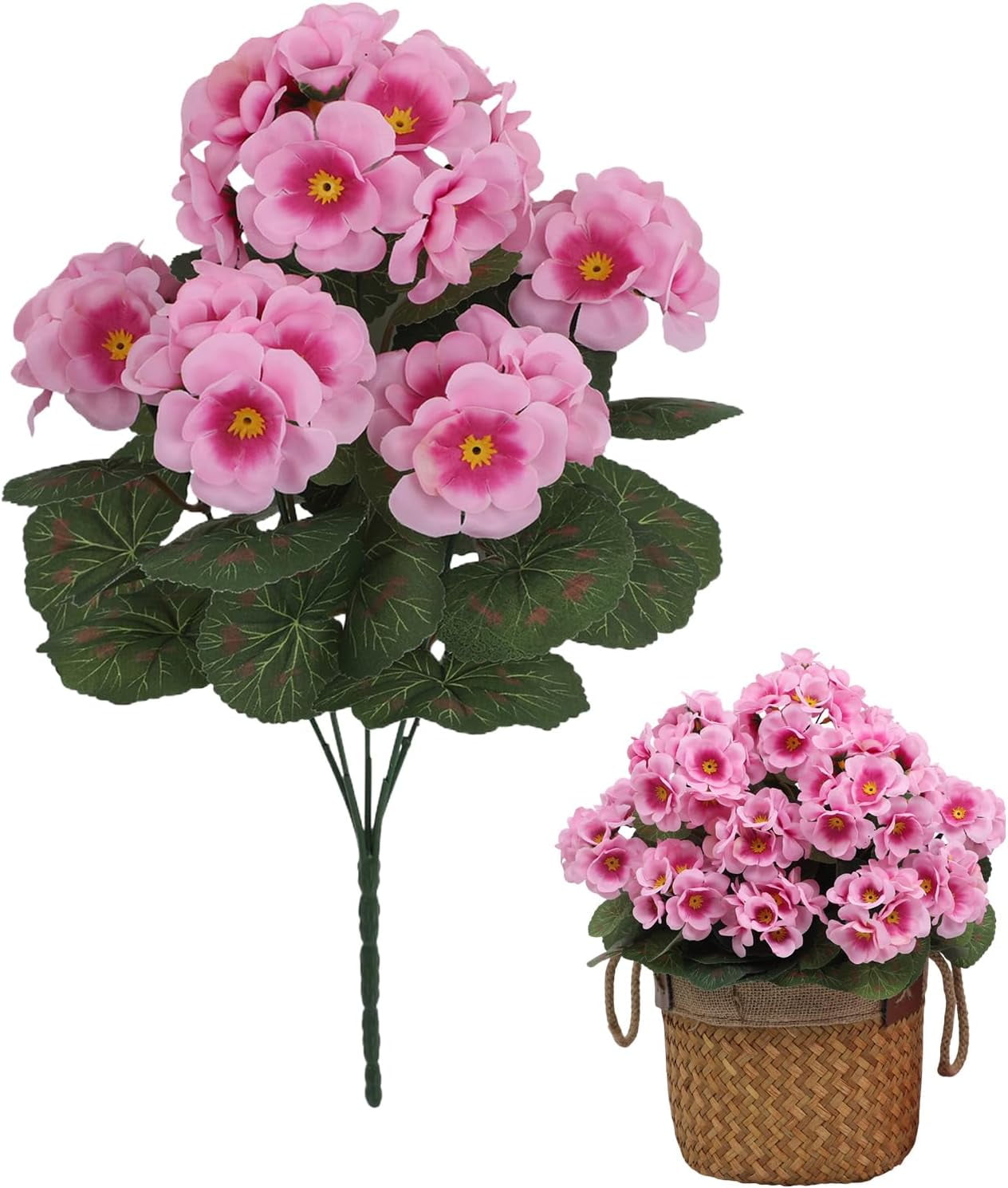 Tingzi Realistic Outdoor Geranium Plant - Artificial UV Protected Fake ...