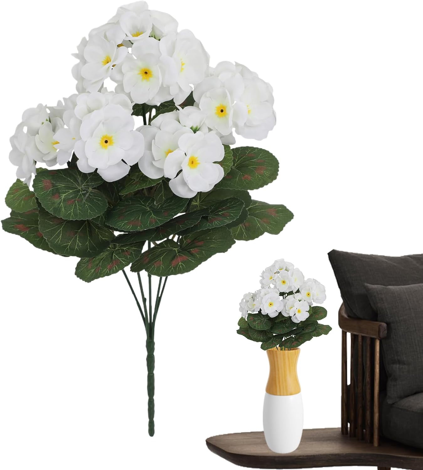 Tingzi Realistic Outdoor Geranium Plant - Artificial UV Protected Fake ...