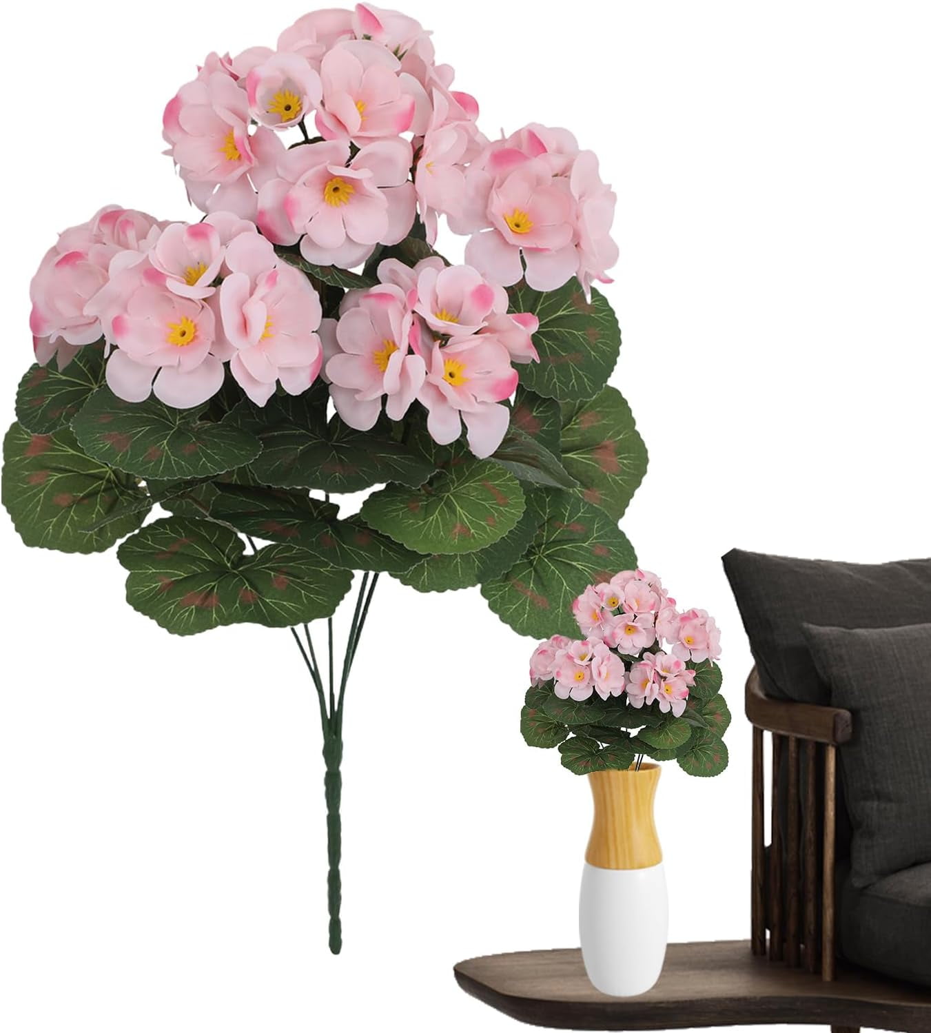Tingzi Realistic Outdoor Geranium Plant - Artificial UV Protected Fake ...