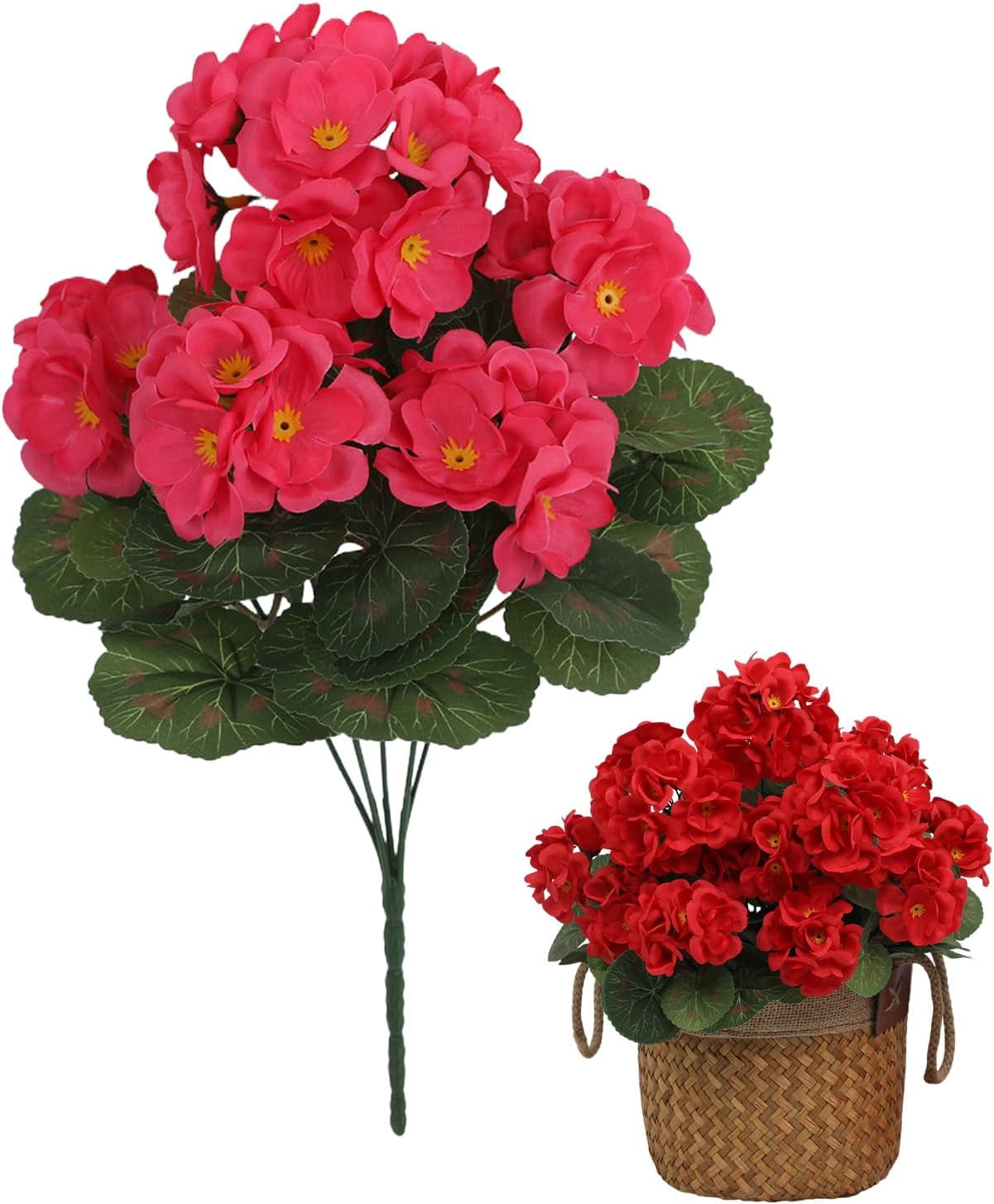 Tingzi Realistic Outdoor Geranium Plant - Artificial UV Protected Fake ...