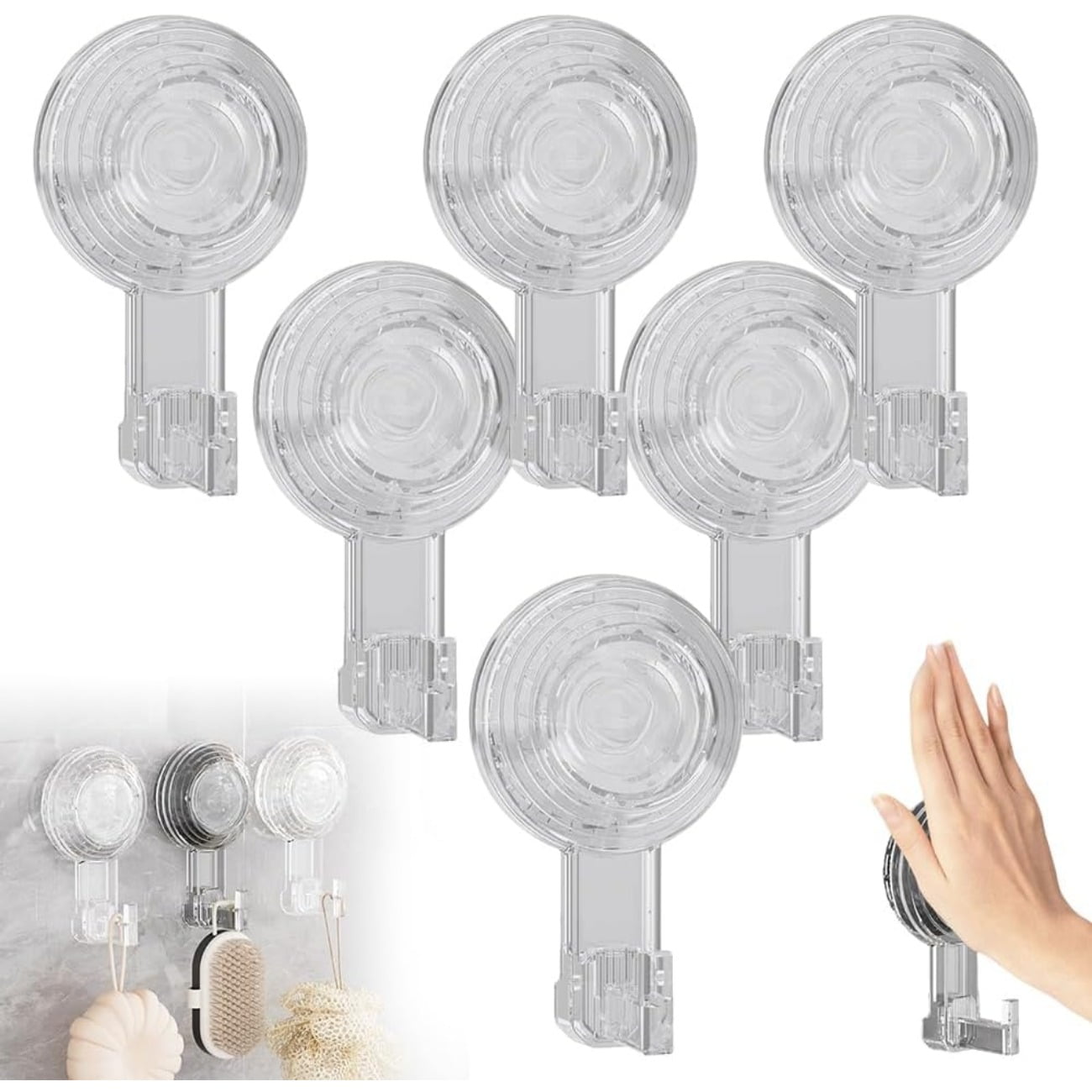 Tingzi Removable Vacuum Suction Cup Hooks, 2PCS Clear Suction Cup ...