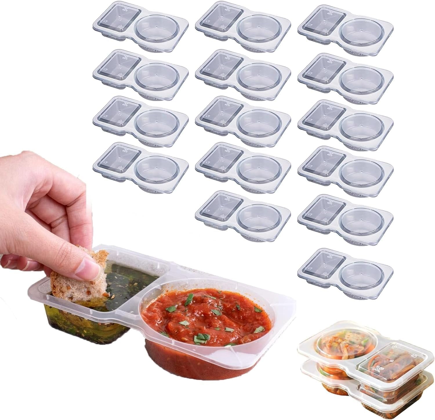 Tingzi Reusable Snack Packs 2 Compartments, Snack Packs Containers ...