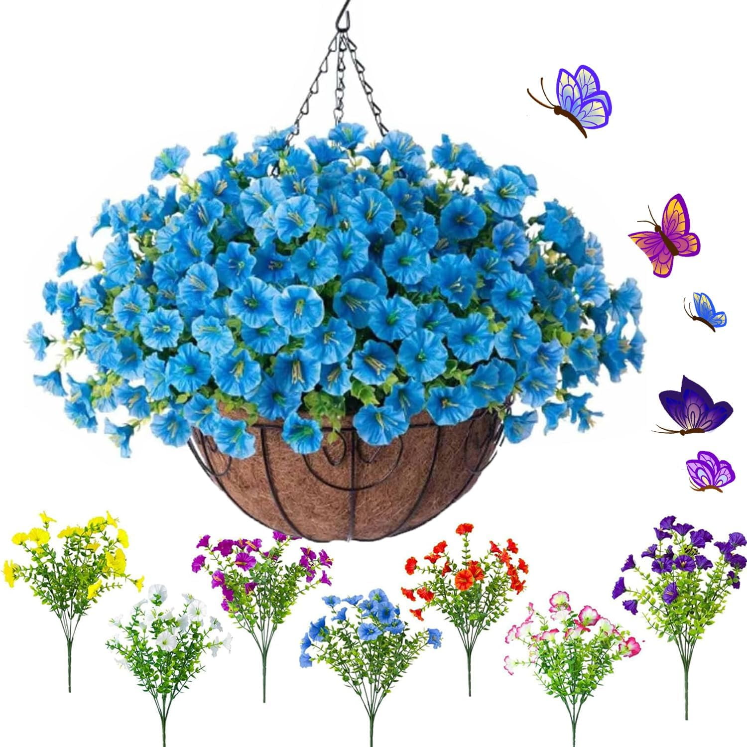 Tingzi Shopstickrt UV Simulation Artificial Petunias Flower, Artificial ...