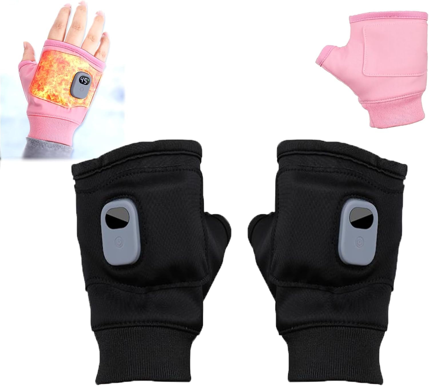 Tingzi Smart Thermostatic Heated Fingerless Gloves, Rechargeable Heated Fingerless Gloves ...