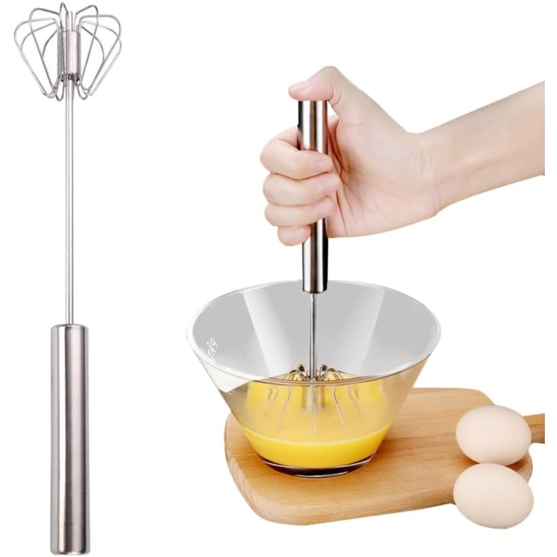 Tingzi Stainless Steel Semi-Automatic Whisk, Upgraded Semi Automatic ...