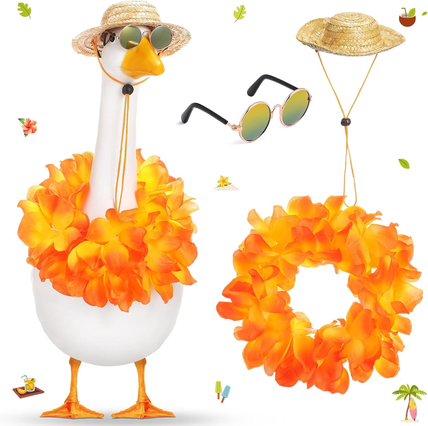 Tingzi Summer Porch Goose Outfits for Plastic Goose 23/17'' Lawn Patio ...