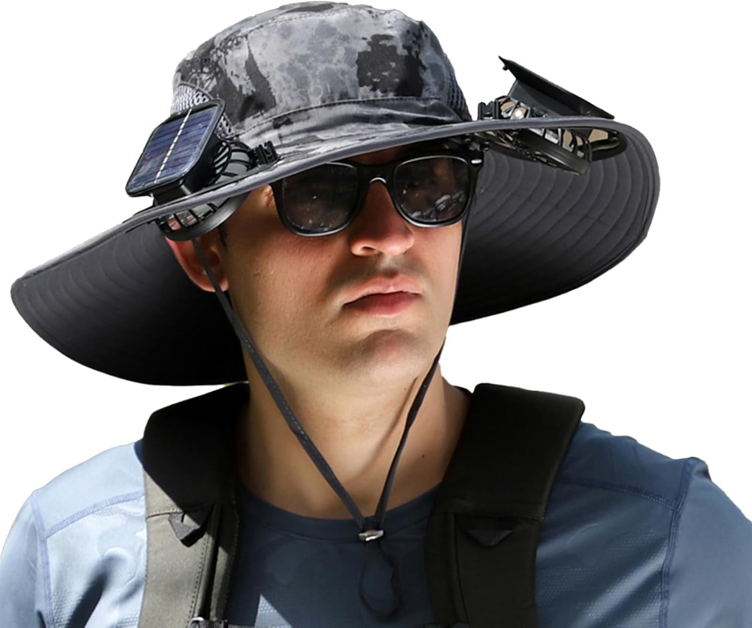 Tingzi Sun Hat with 2 Solar Powered Fans, Outdoor Wide Brim Sun Hat ...