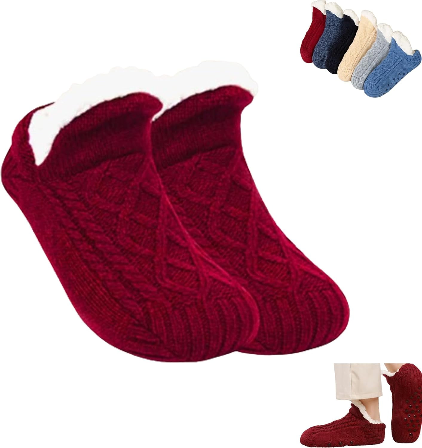 Tingzi Truecups Fleece Socks, House Socks for Men Women Indoor, Fleece ...