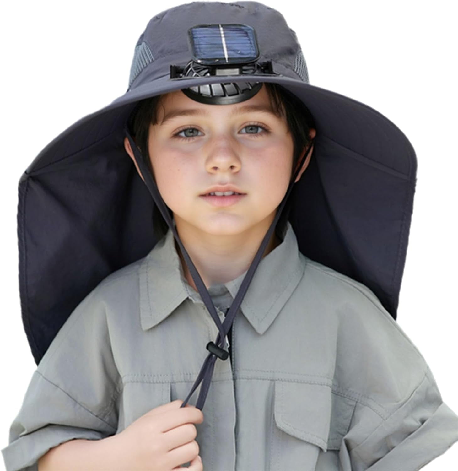 Tingzi Wide Brim Sun Hat with Solar Fan for Kids, Children's Fan ...