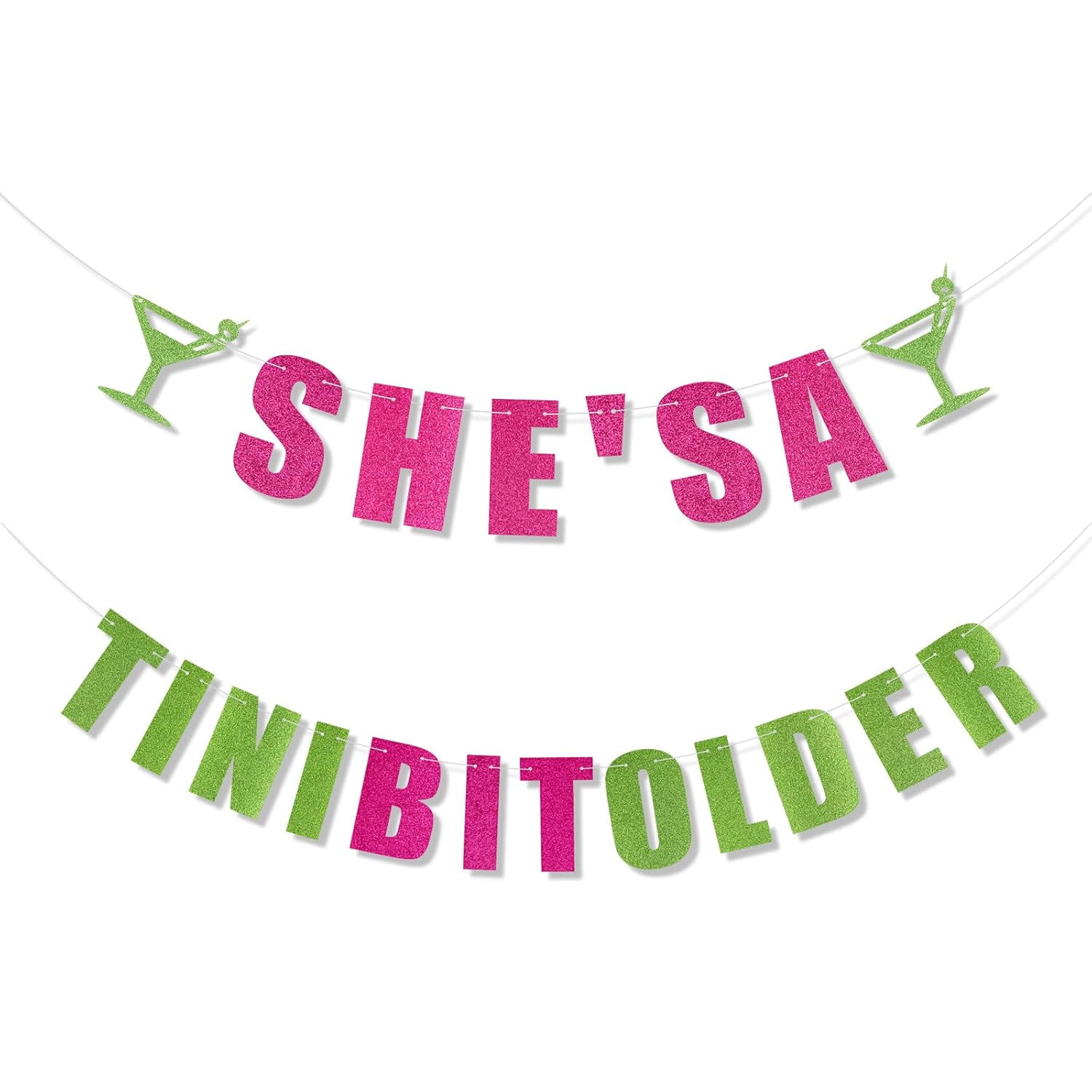Tini Bit Older Banner, Green & Pink Martini Party Decorations, Birthday ...