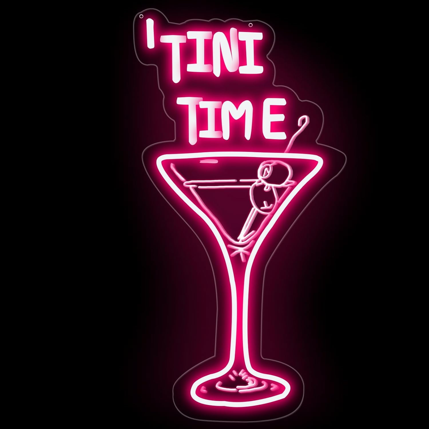 Tini Time Neon Sign, Martini LED Neon Sign for Bars, Elegant Cocktail ...