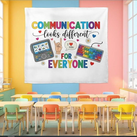 TiniDecor Communication Looks Different Tapestry, 30"x40" Inclusive AAC ...