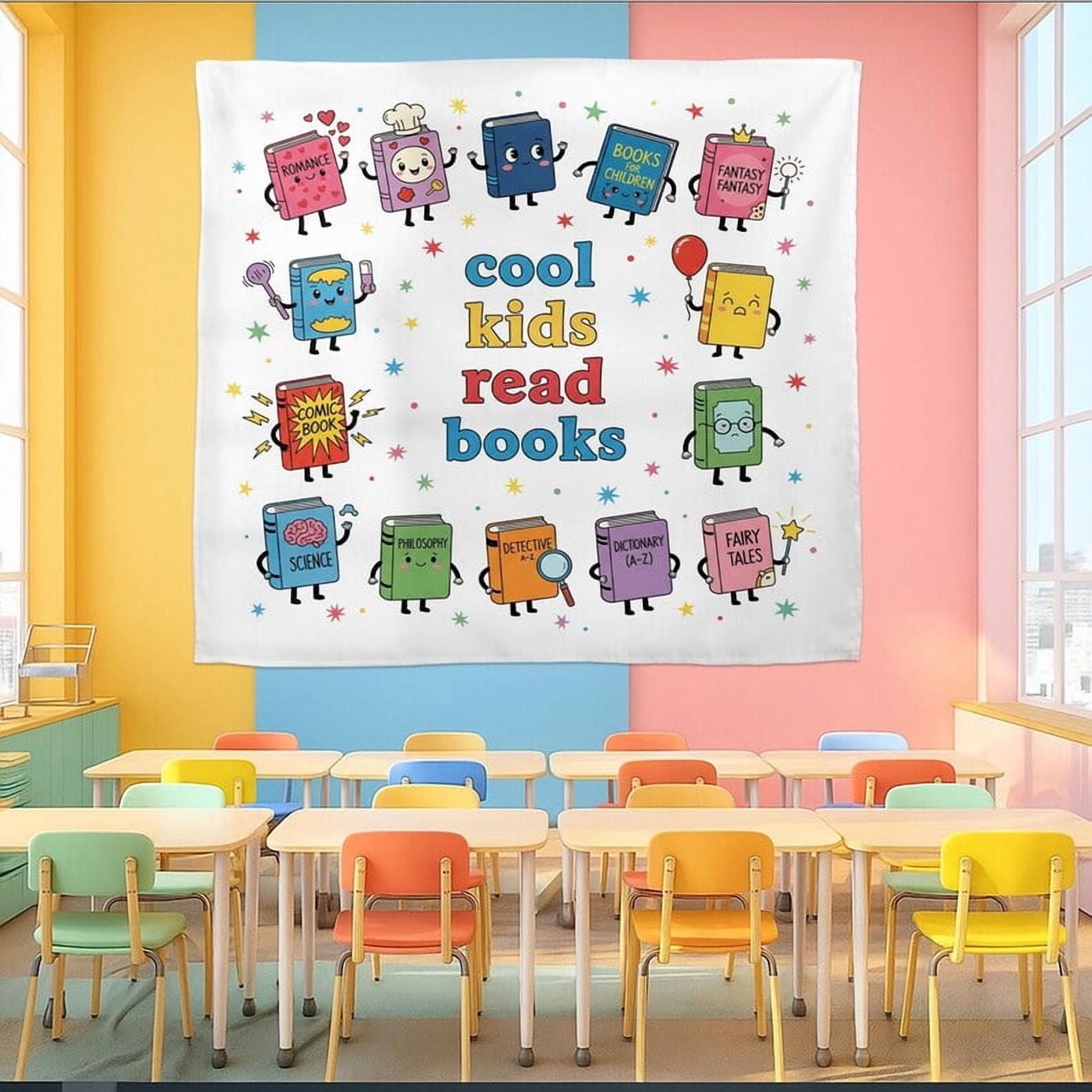 TiniDecor Cool Kids Read Books Tapestry, 30"x40" Colorful Book ...