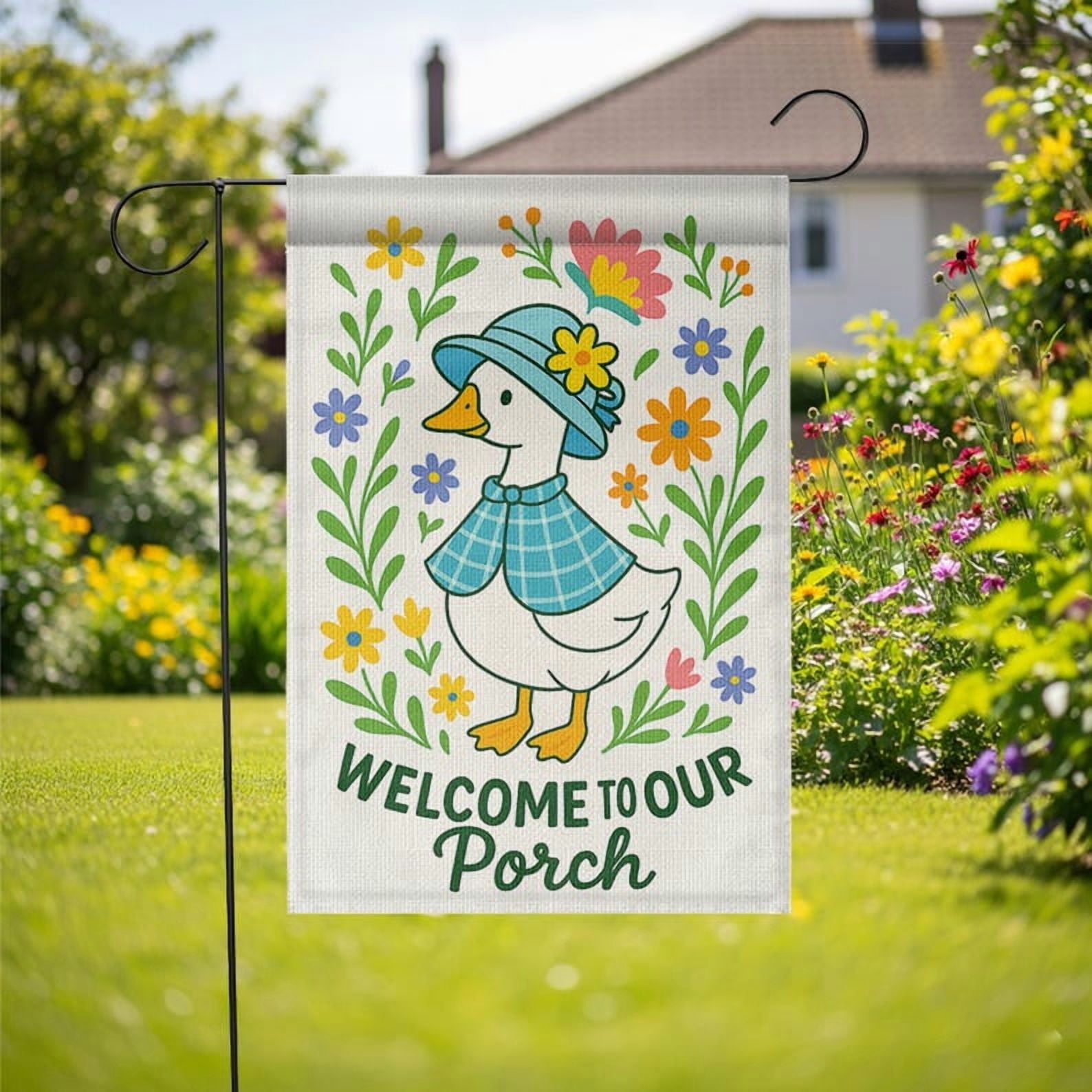 TiniDecor Cute Goose Garden Flag – 12”x18” Welcome Porch Sign, Floral ...