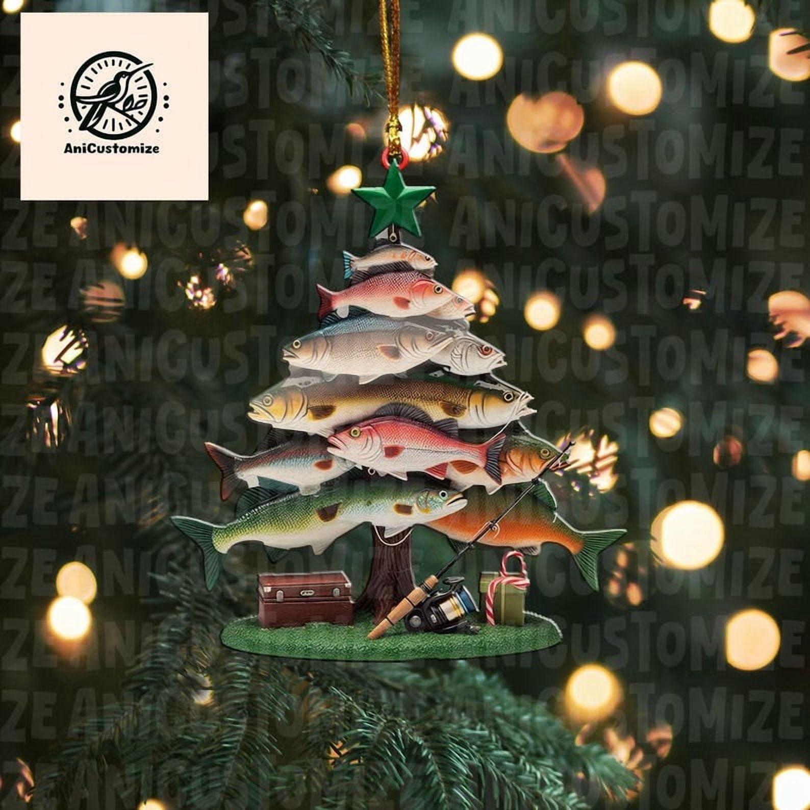 TiniDecor Fishing Christmas Tree Ornament, Funny Fish Tree Holiday ...