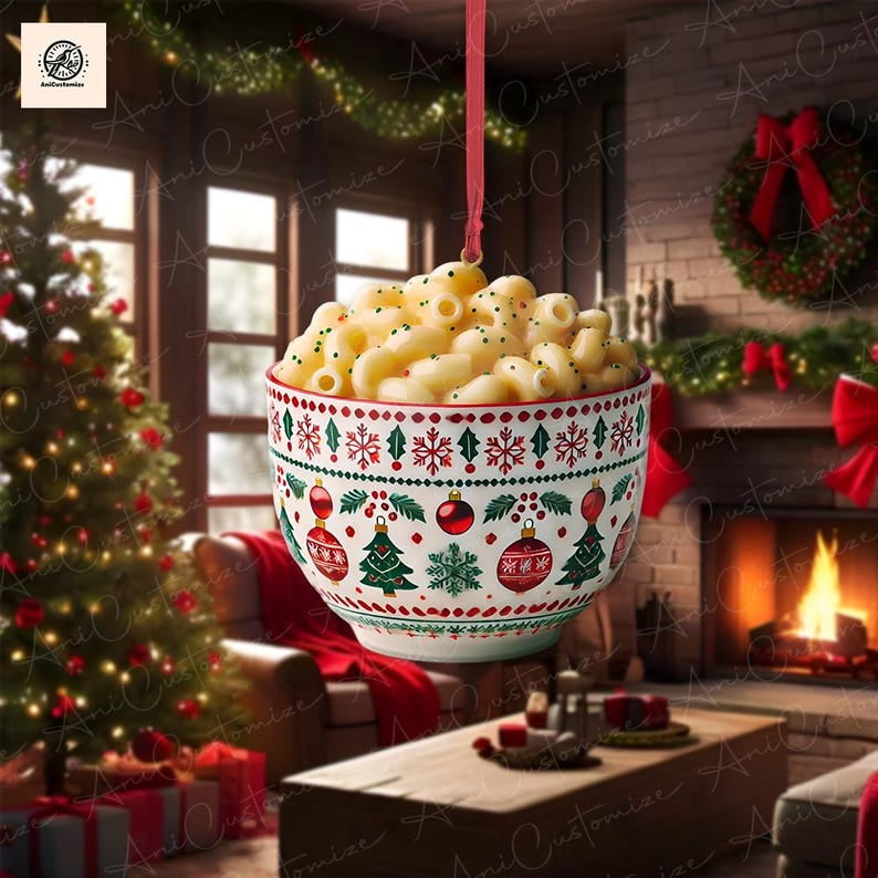 TiniDecor Mac and Cheese Ornament Acrylic Bowl Festive Holiday Tree ...