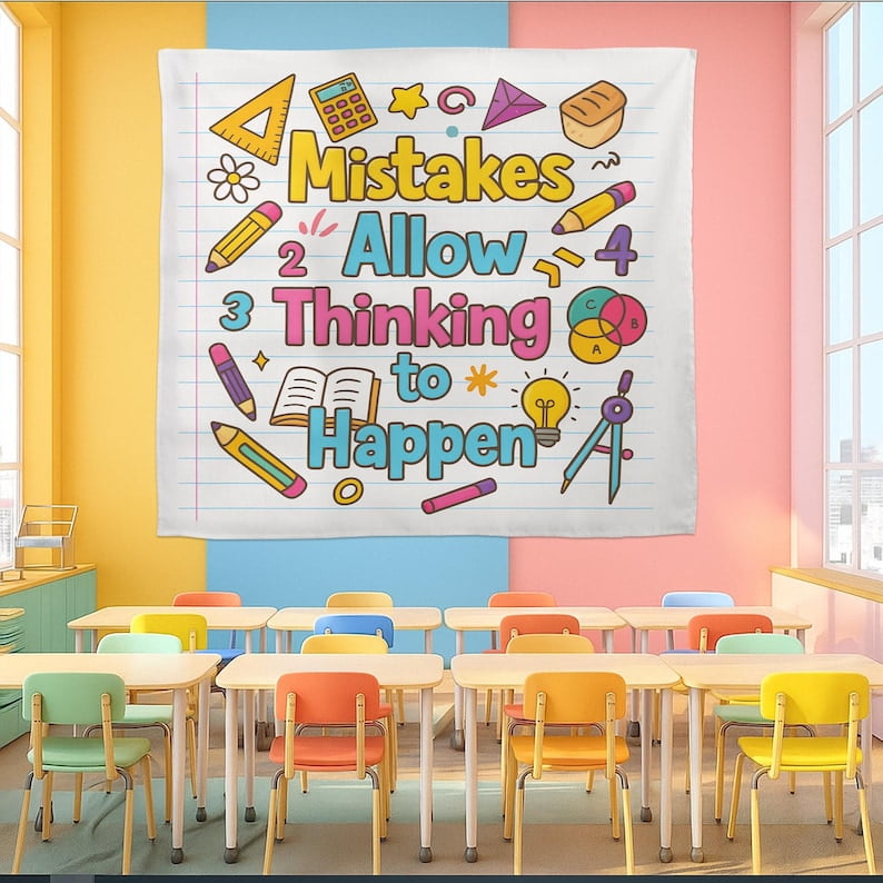 TiniDecor Mistakes Allow Thinking to Happen Tapestry, 51"x60" Colorful ...
