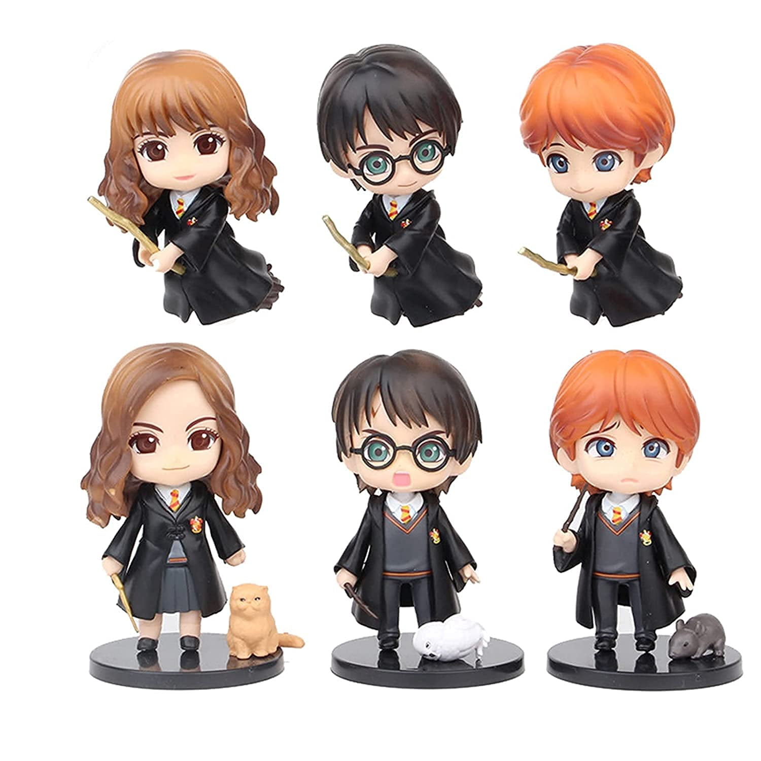 Tinion| Harry Potter 6pc Set with pet and Broom Action Figure Special ...