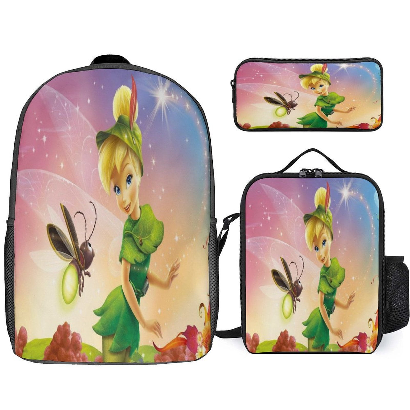 Tinker Bel Backpacks 3 Piece Set Adults Bookbag with Lunch Box Pencil ...