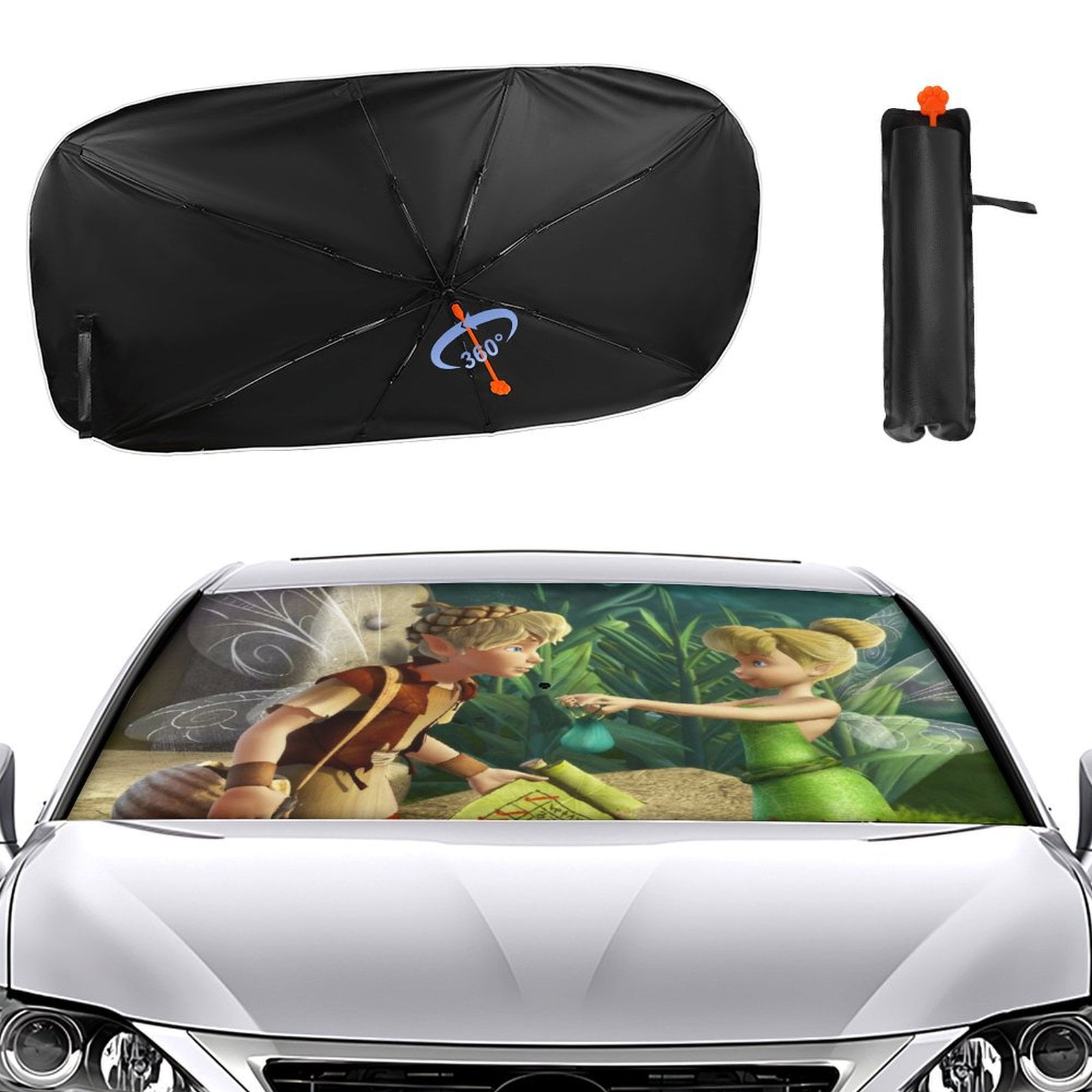 Tinker Bell Car Windshield Sunshade Umbrella - Foldable Car Windshield ...
