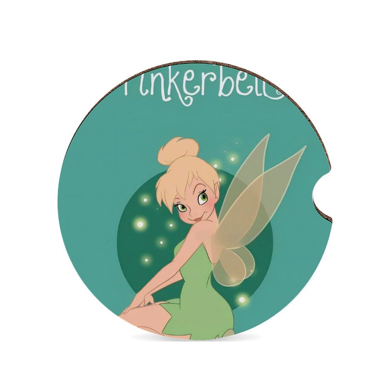 Tinker Bell Cartoon car coaster with finger notches and cork base car ...