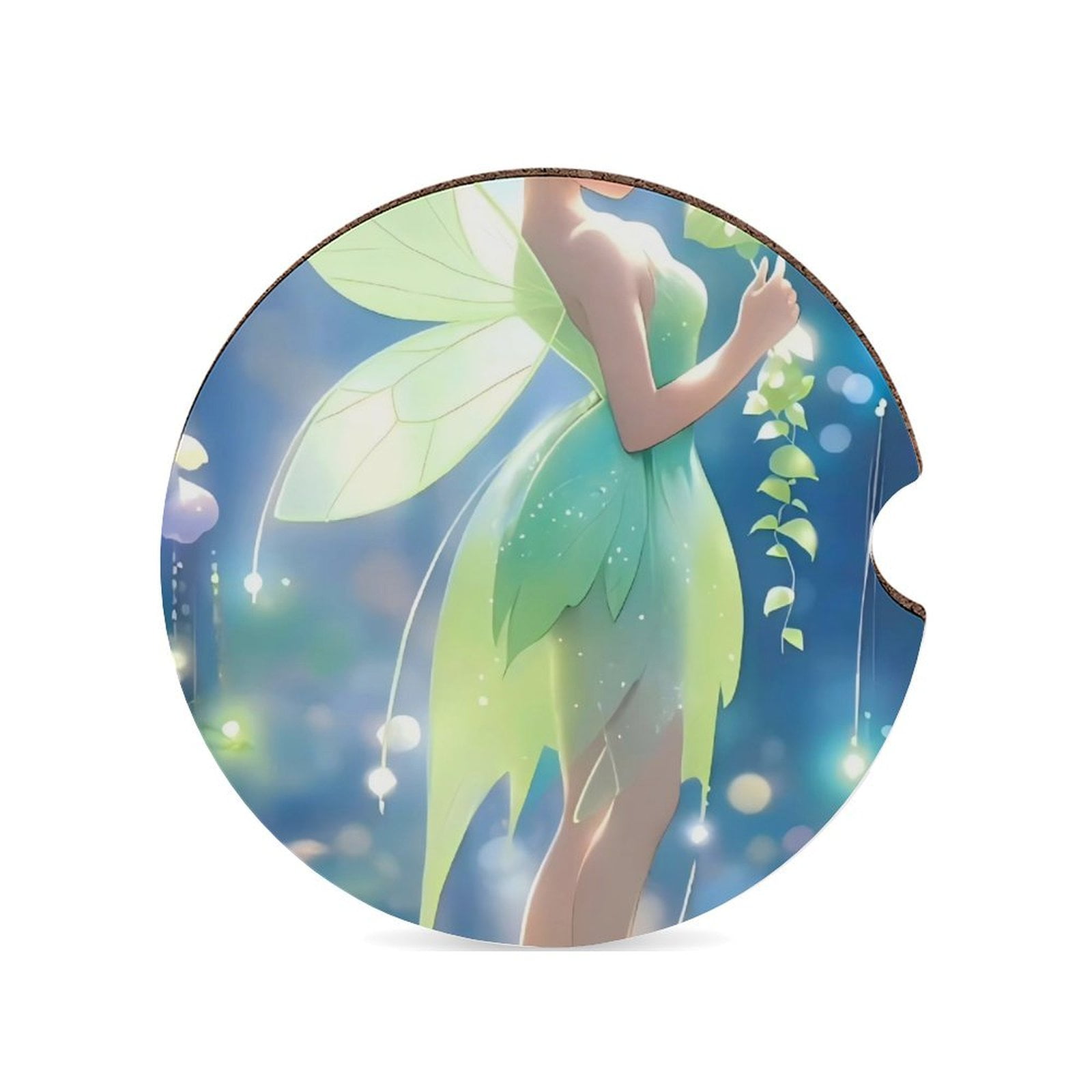 Tinker Bell Cartoon car coaster with finger notches and cork base car ...