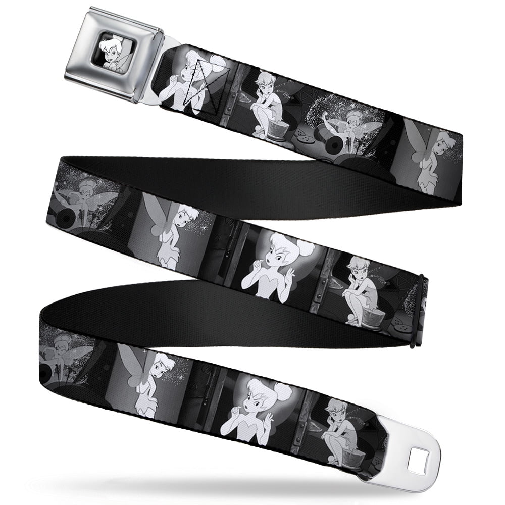 Disney Belt, Seatbelt Buckle Belt, Tinker Bell Scenes Black White, 24 ...