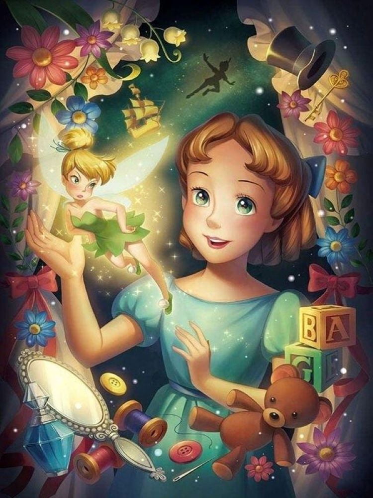 Tinker Bell Diamond Art Painting Kits for Adults - Peter Pan 5D Paint ...