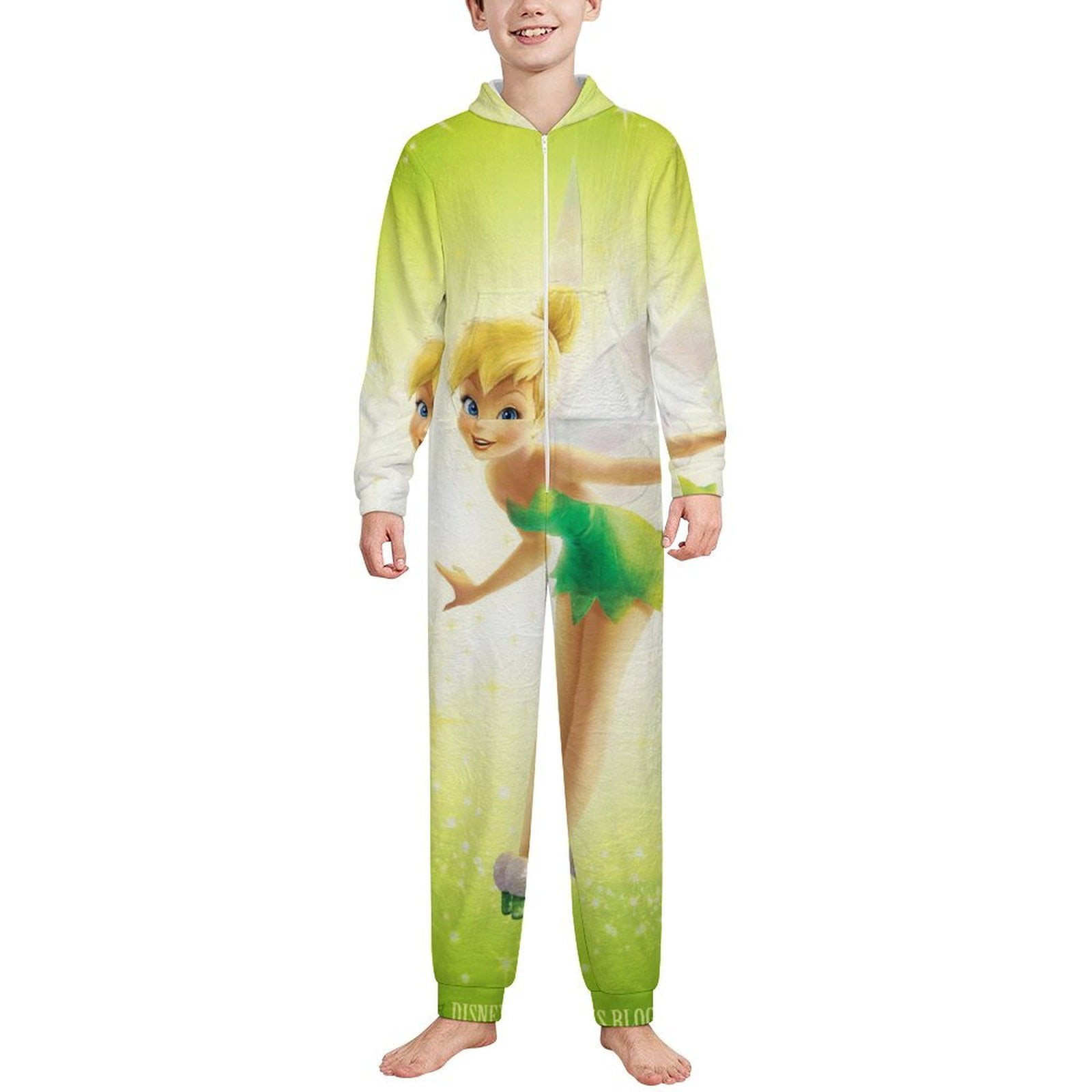 Tinker Bell Hooded Union Suit One Piece Pajama Outfit PJs Sleepwear ...