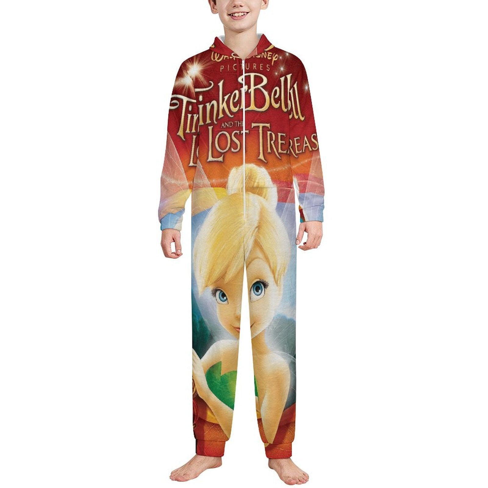 Tinker Bell Hooded Union Suit One Piece Pajama Outfit PJs Sleepwear ...