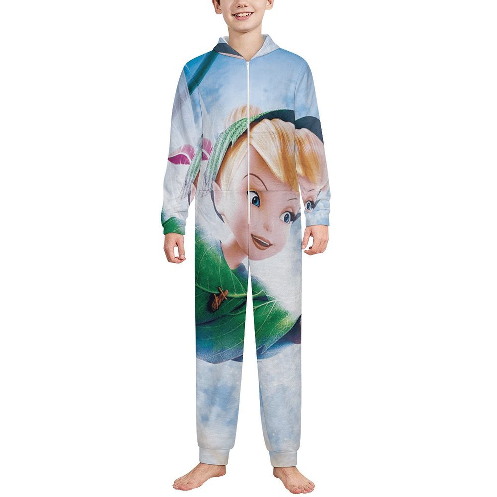 Tinker Bell Hooded Union Suit One Piece Pajama Outfit PJs Sleepwear ...