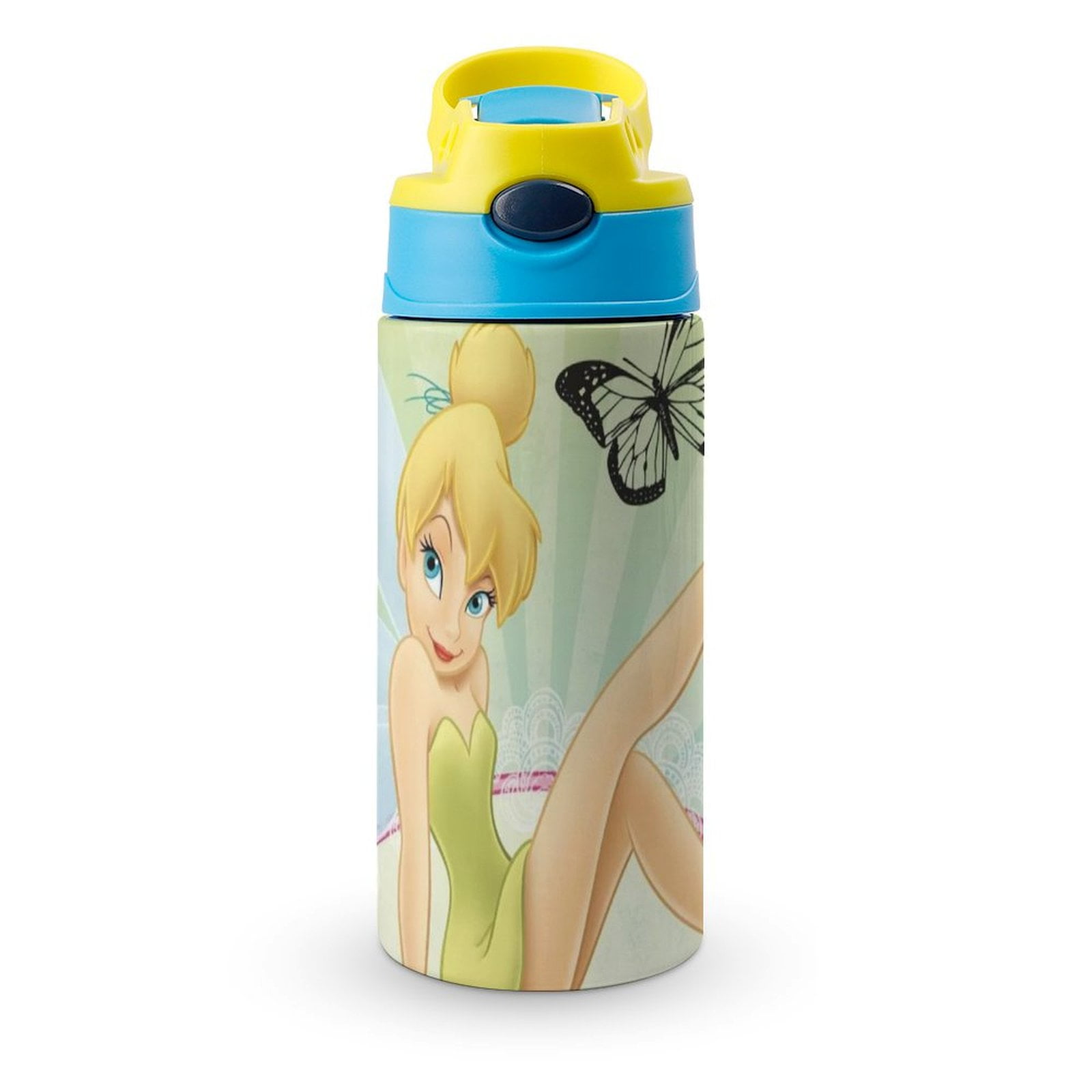 Tinker Bell Kids Water Bottle with Silicone Straw And Spill-Proof Lid ...