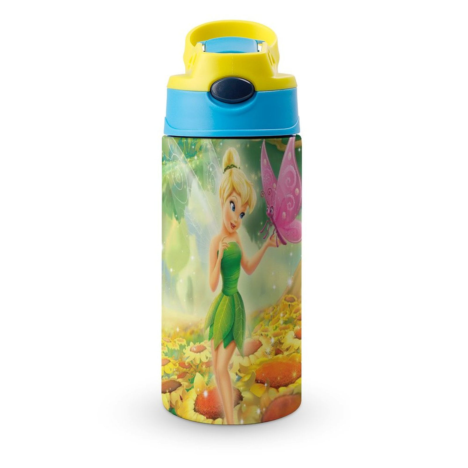 Tinker Bell Kids Water Bottle with Silicone Straw And Spill-Proof Lid ...