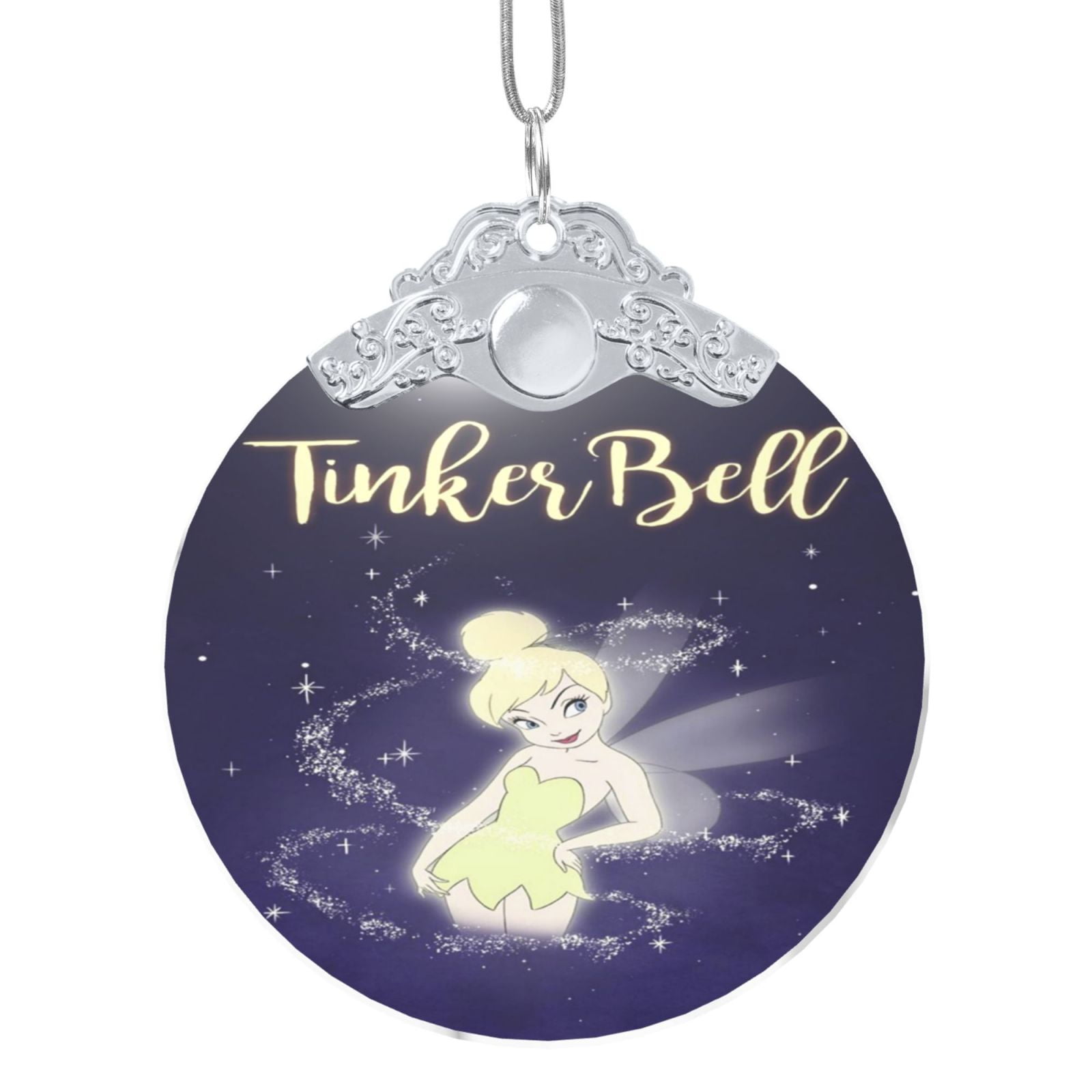 Tinker Bel Round Glass Pendant Christmas Decoration Holiday with Gold ...