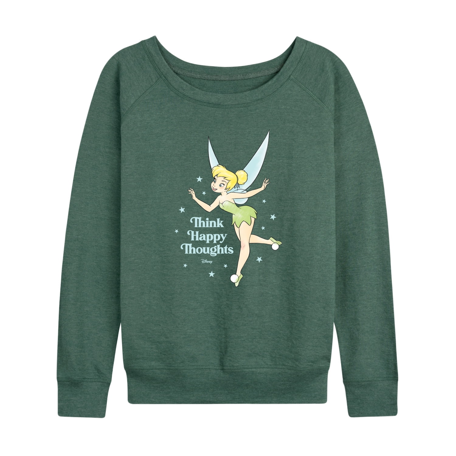 Tinker Bell - Think Happy Thoughts - Ladies French Terry Long Sleeve ...