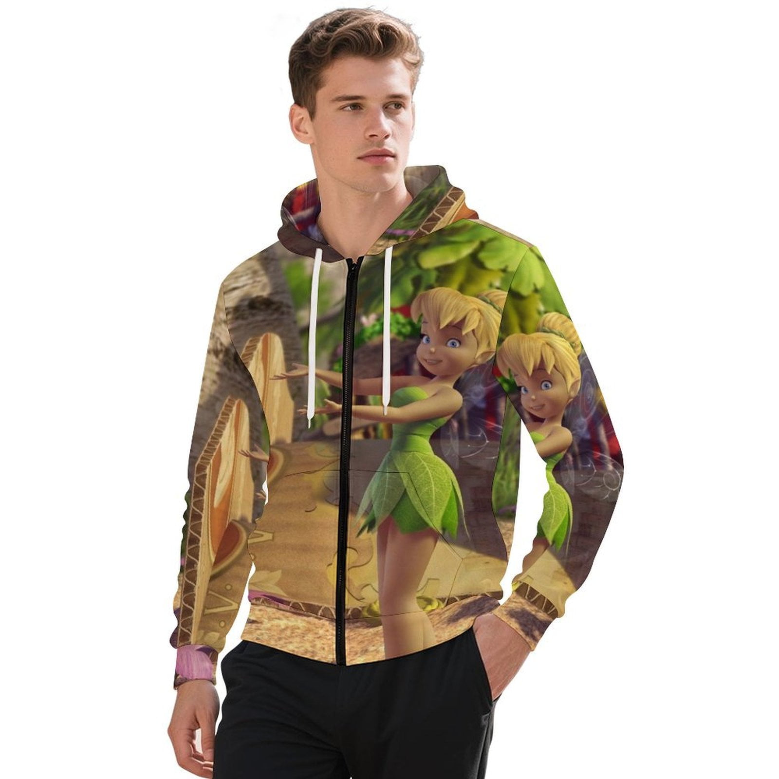 Tinker Bell Zip Up Hoodie 3D Print Pullover Hooded Full Zip Sweatshirts ...