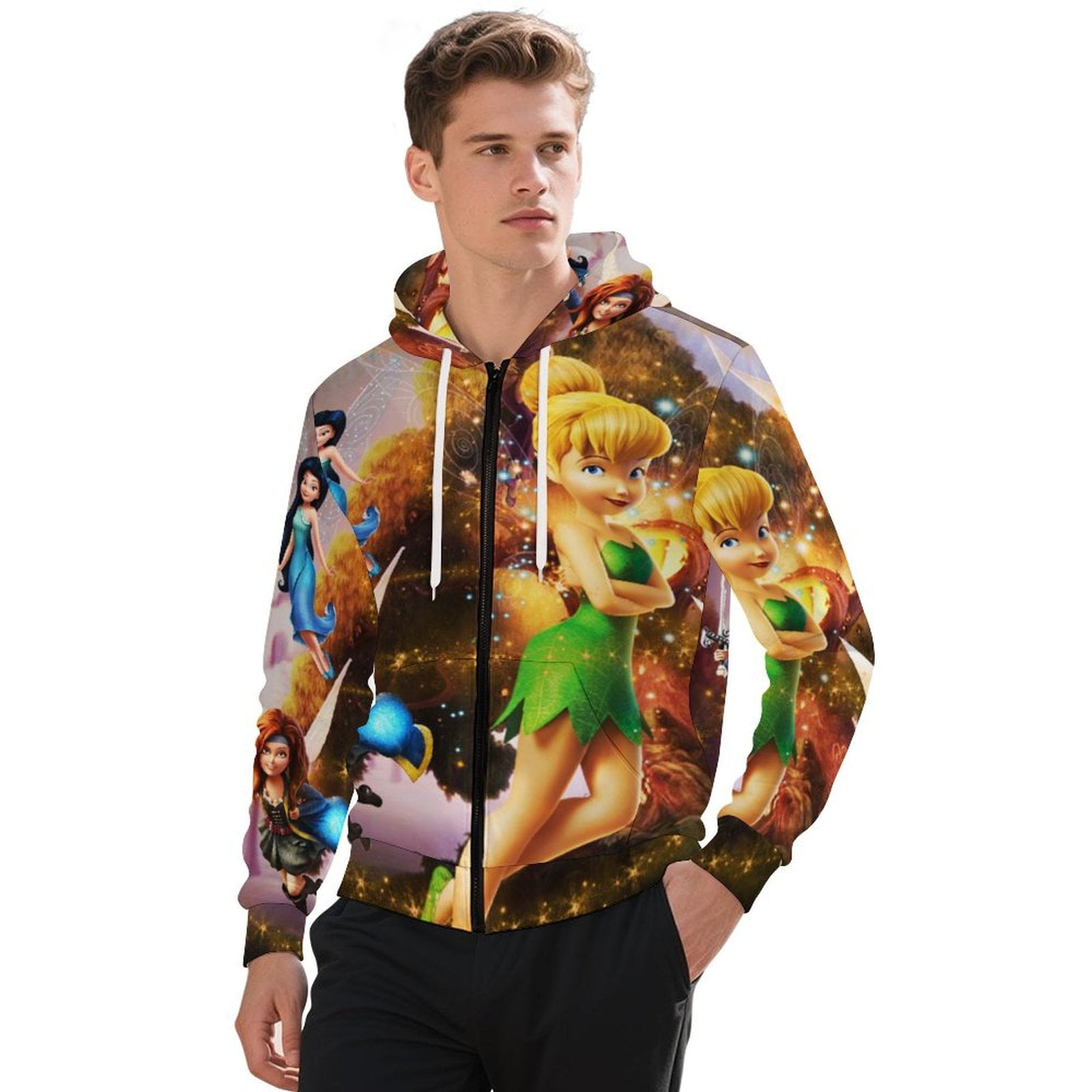 Tinker Bell Zip Up Hoodie 3D Print Pullover Hooded Full Zip Sweatshirts ...