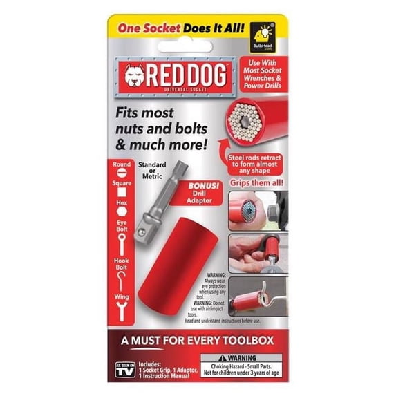 TinkerTools Red Dog Universal Socket Tool, Red & Silver - Walmart.com