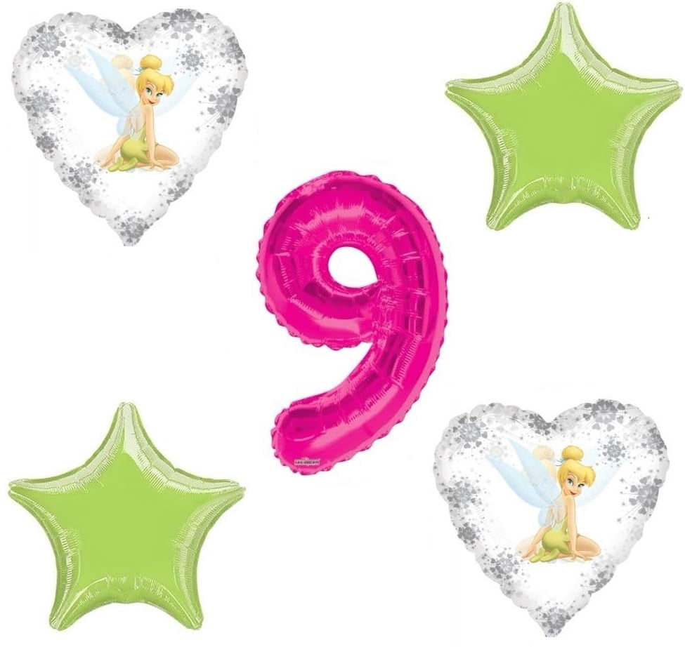 Tinkerbell Balloon Bouquet 9th Birthday 5 pcs - Party Supplies ...