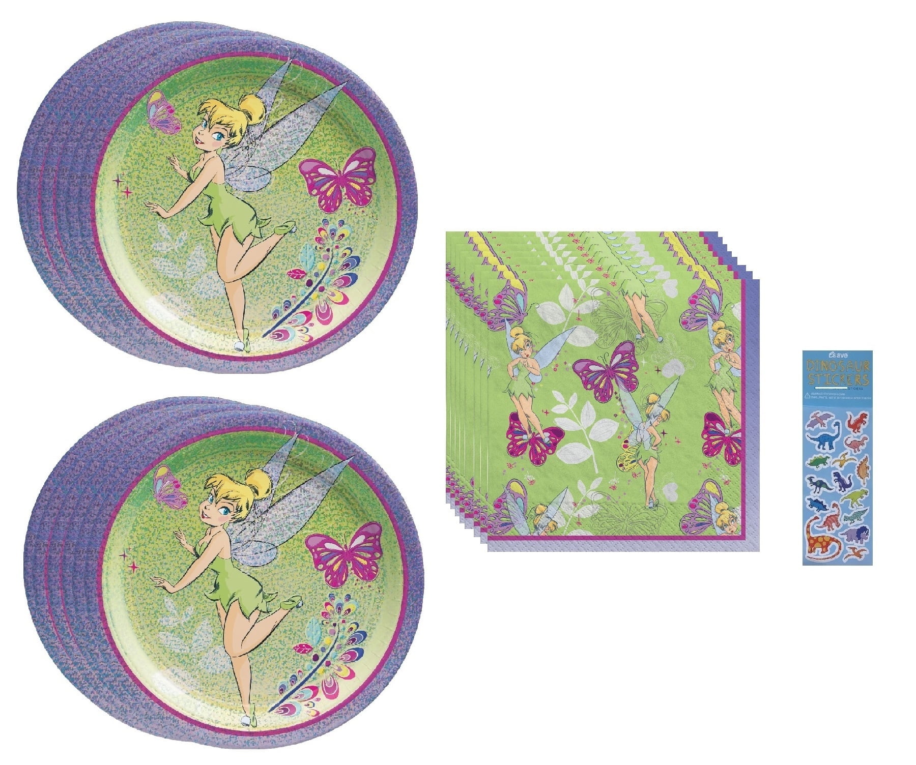Tinkerbell Birthday Party Supplies Bundle Pack includes 16 Dessert Cake ...