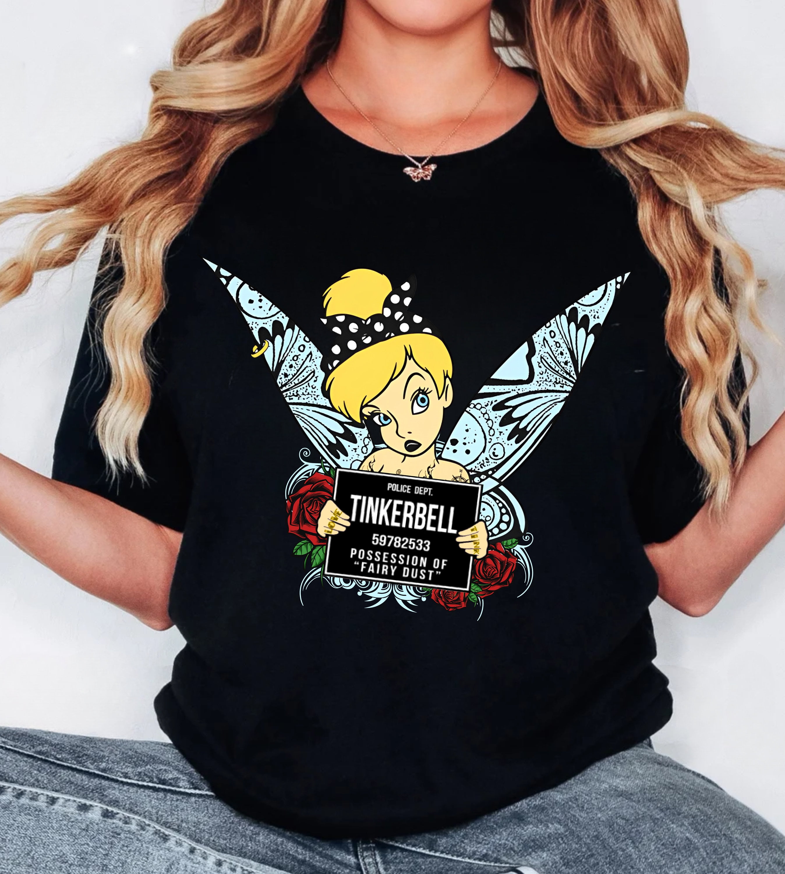 Tinkerbell Gothic Girl Tattooed Possession Of Fairy Dust Shirt, Peter Pan Disney Goth Style ...
