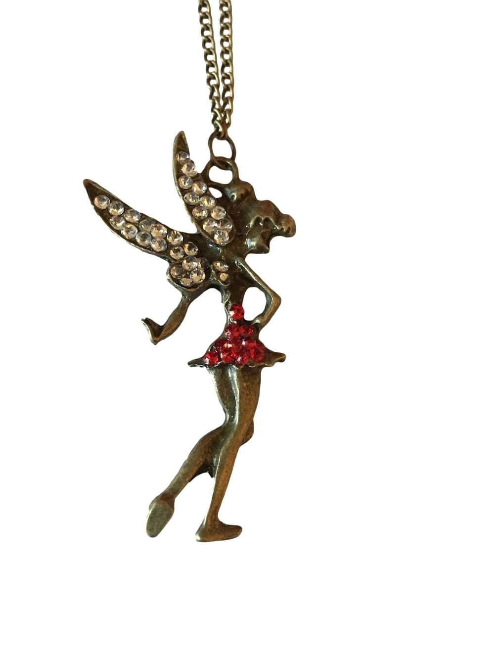 Tinkerbell Necklace - Sparkly Studded Wings Fairy Pendant Novelty ...