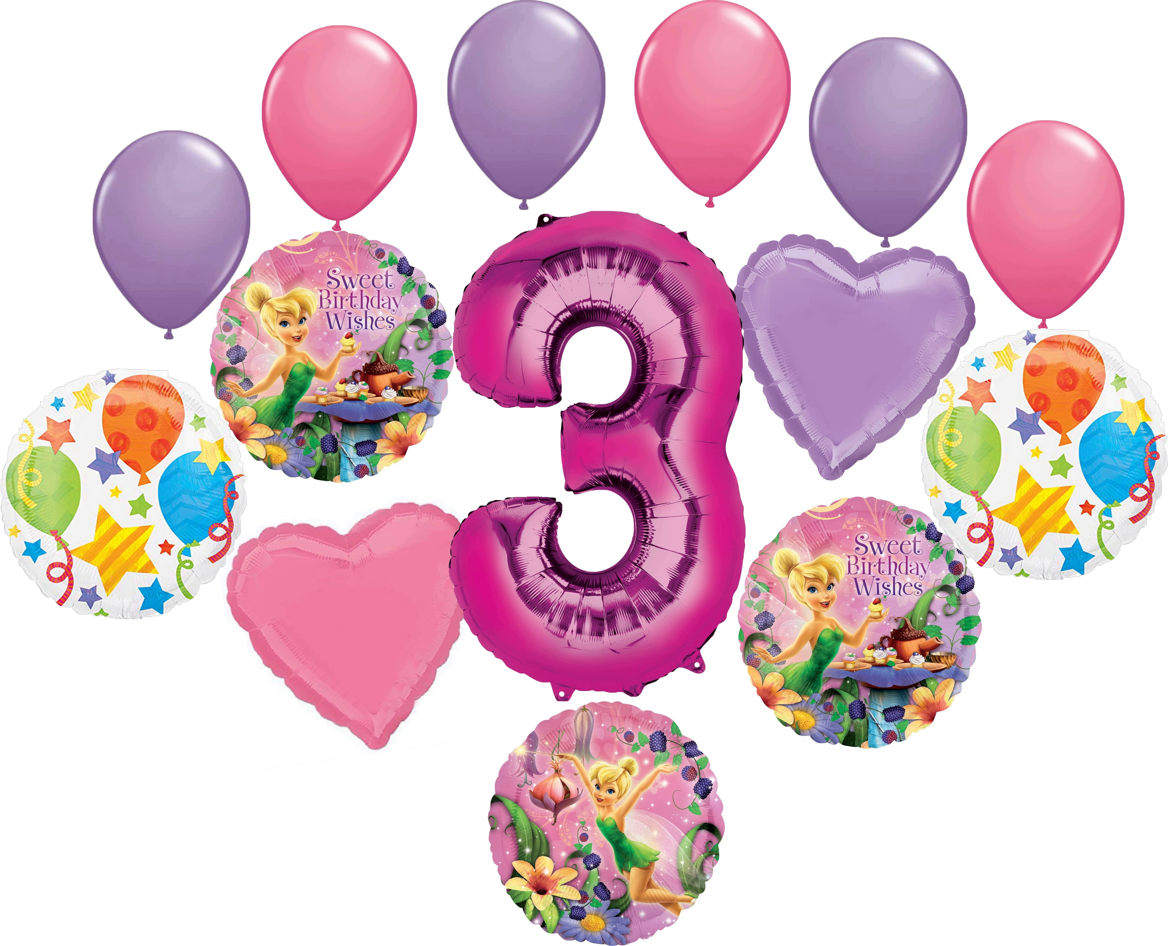 Tinkerbell Party Supplies 3rd Sweet Birthday Wishes Balloon Bouquet ...