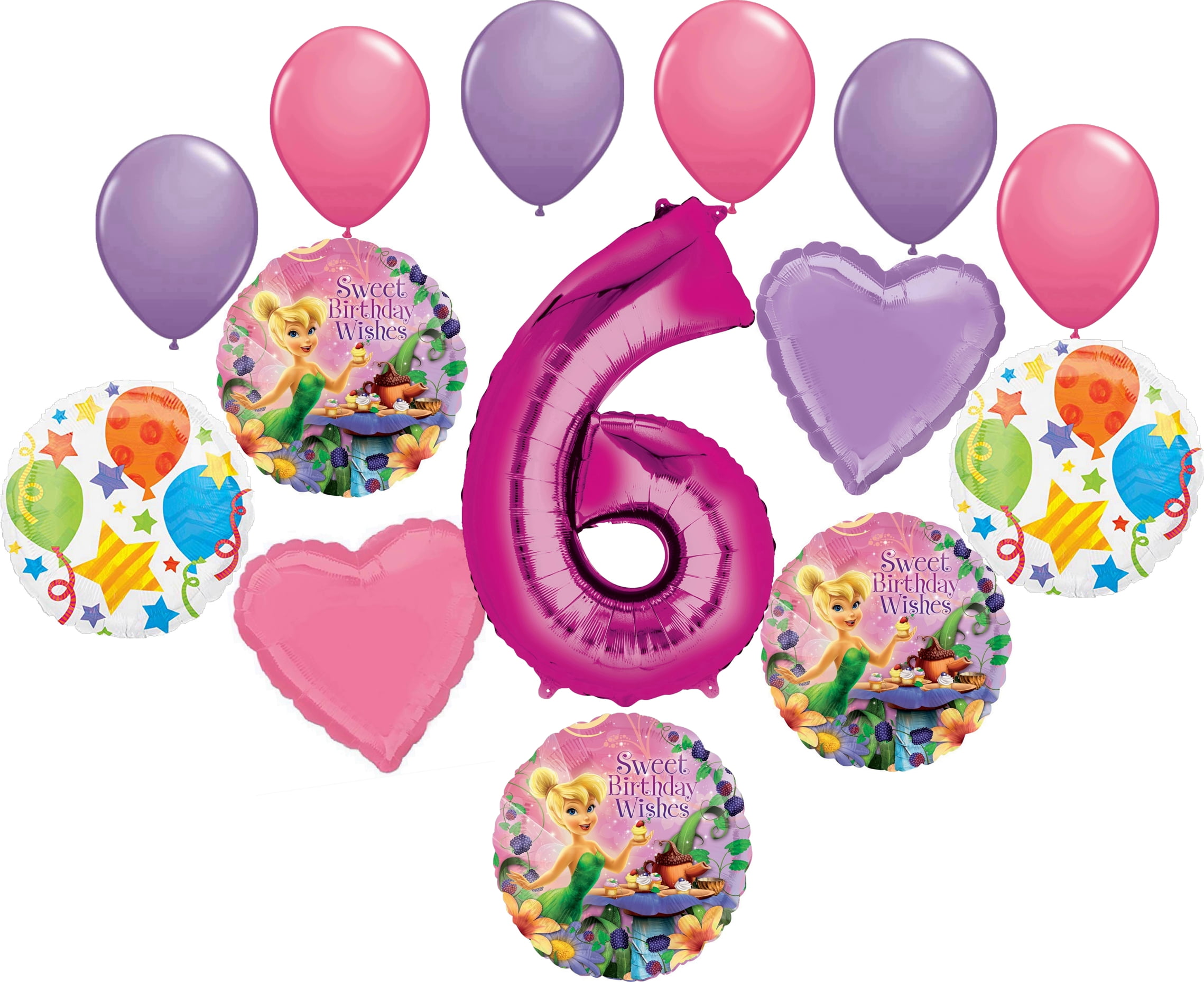 Tinkerbell Party Supplies 6th Sweet Birthday Wishes Balloon Bouquet ...